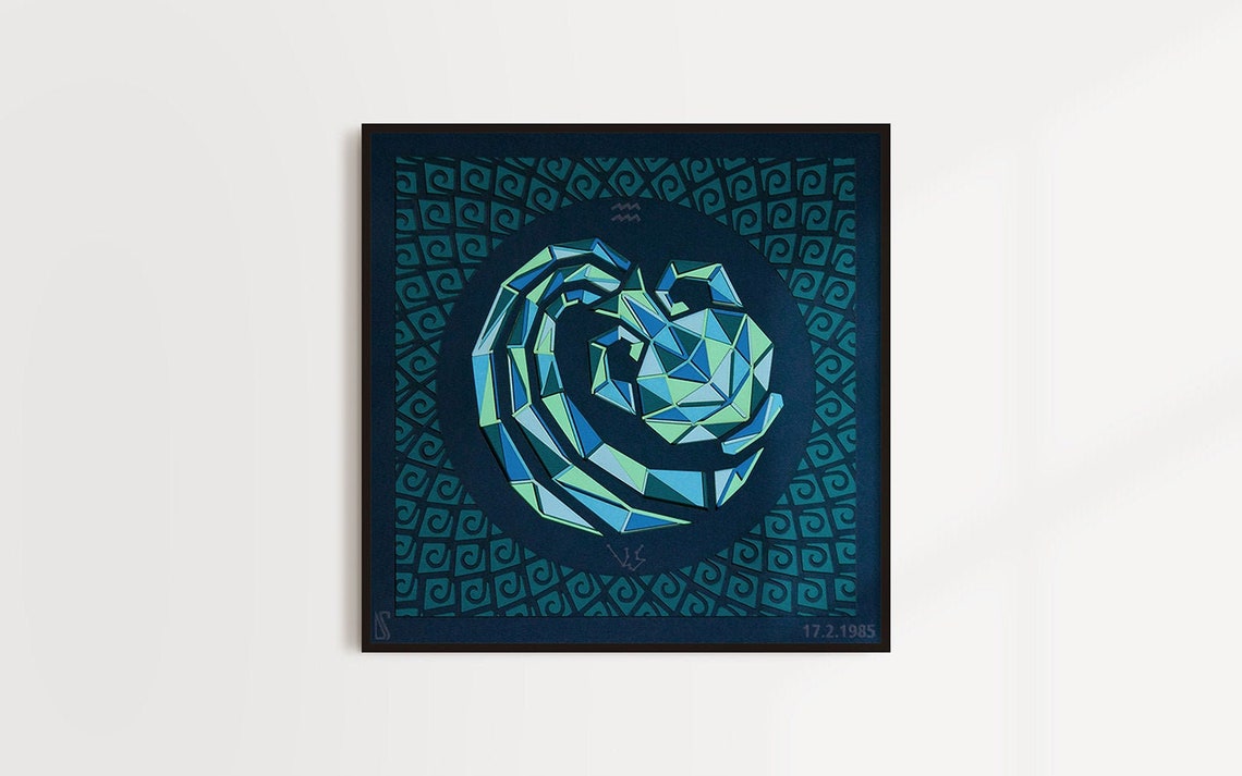 Aquarius Zodiac Paper Sculpture / Personalized Papercut Birthday Gift ...