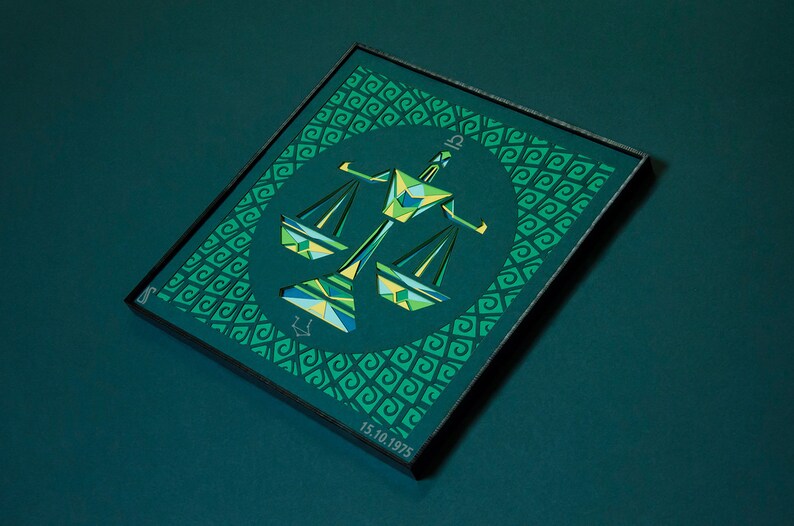 Libra Zodiac Papercut Birthday Gift, Libra Star Sign Wall Art ...
