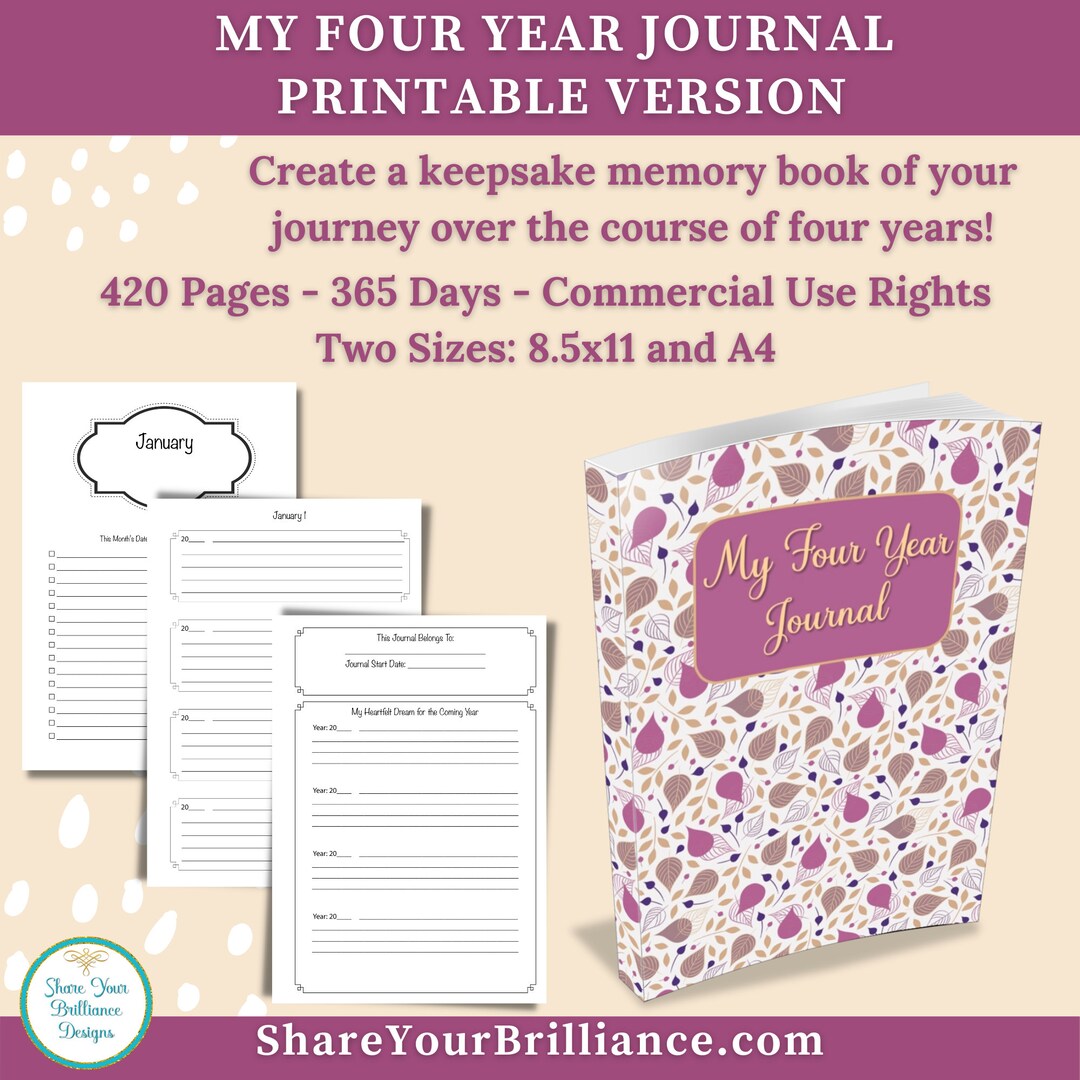 Four Year Printable Keepsake Journal - Create a Memory Keeper - 365 ...