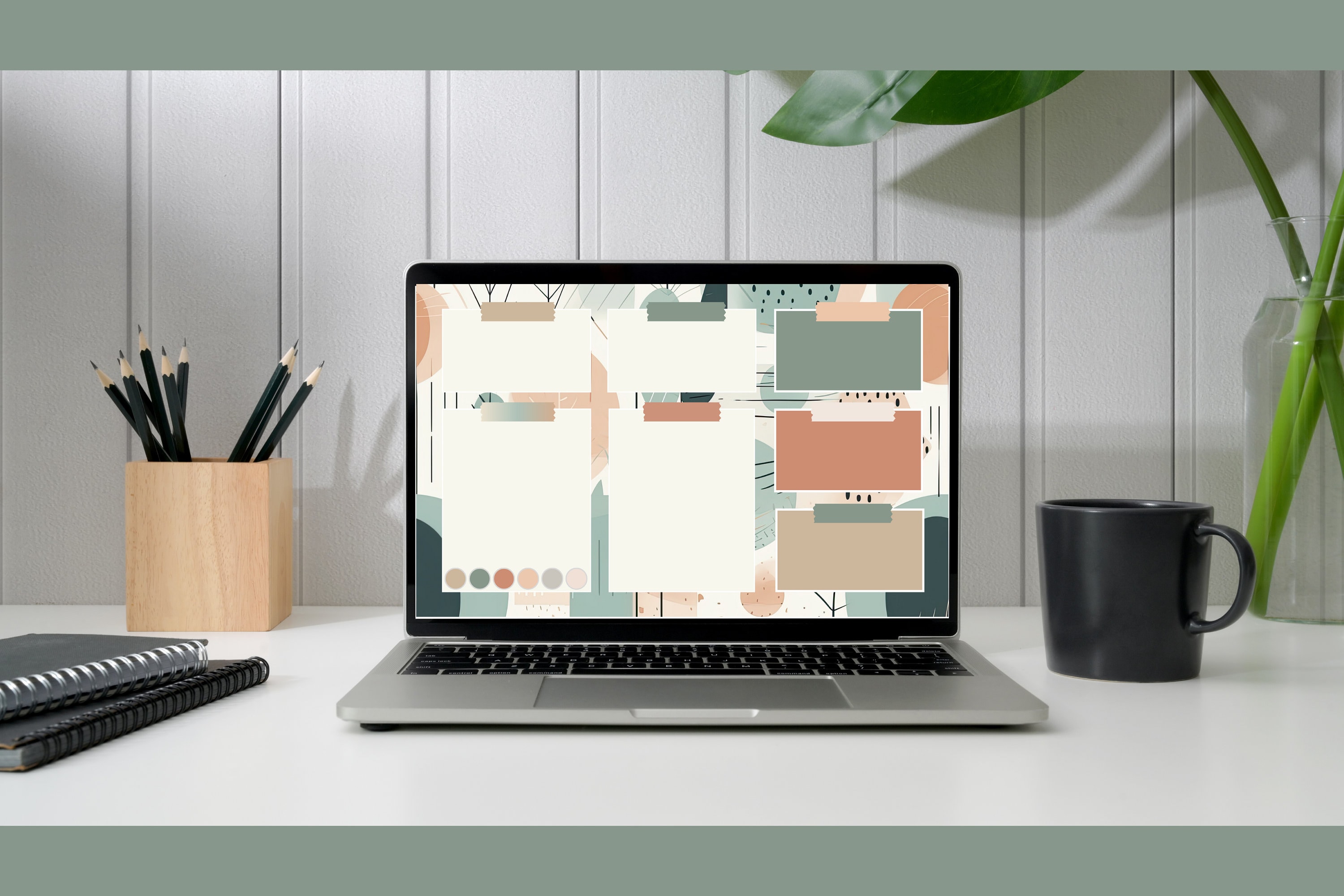 Boho Desktop Organizer Wallpaper, 3 Desktop Wallpaper Designs, Each in ...