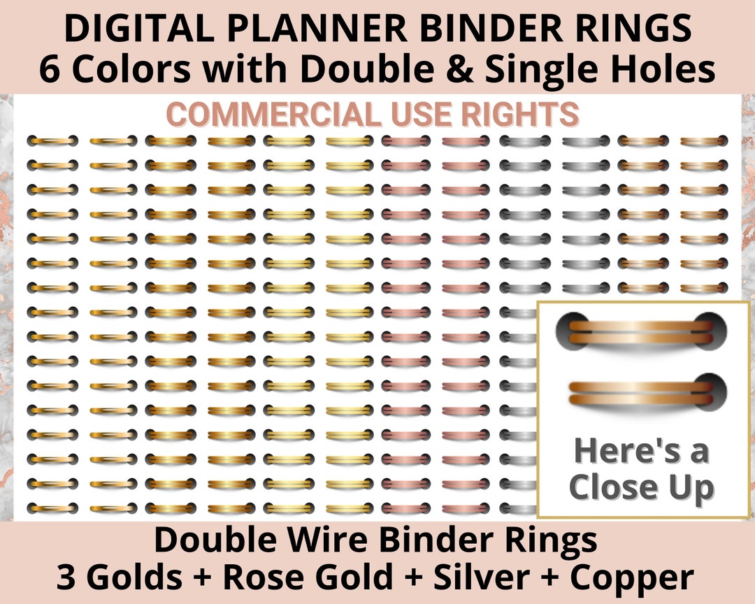 Metallic Digital Planner Rings Double Wire Coils 6 Sets in Double and ...