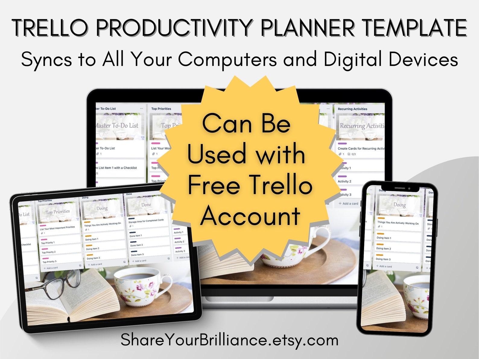 Trello Board Productivity Planner - Kanban - To-do Lists - Project ...