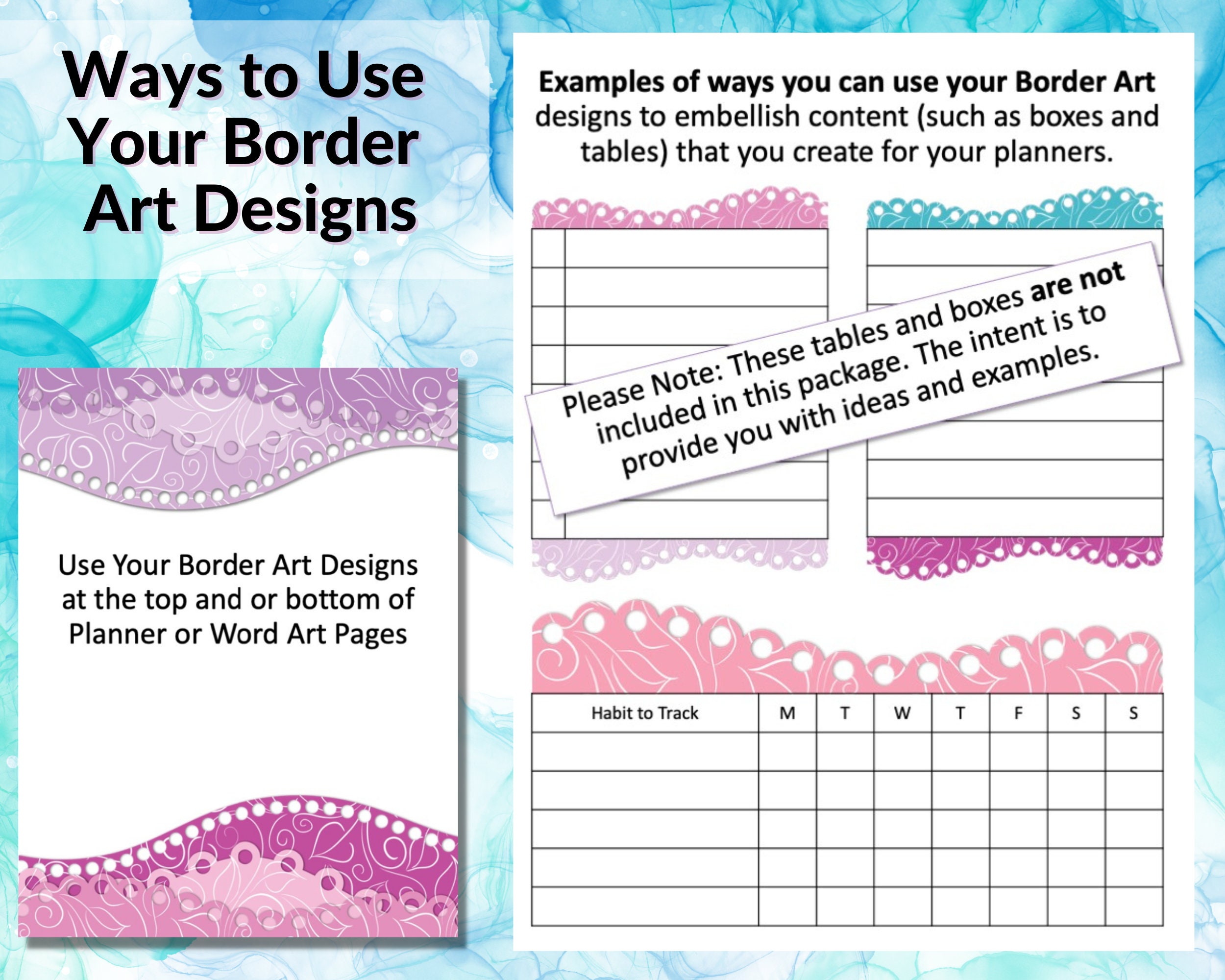Border Art for Printable and Digital Planners, Digital Stickers, Amazon ...