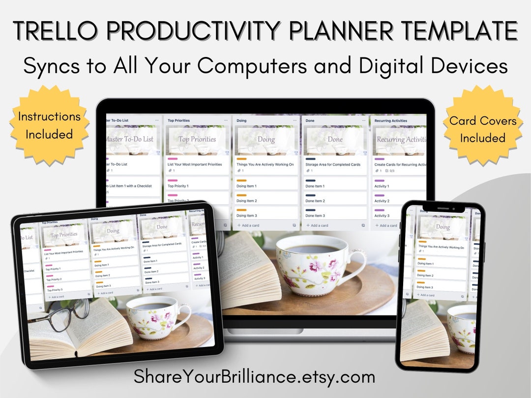 Trello Board Productivity Planner - Kanban - To-do Lists - Project ...