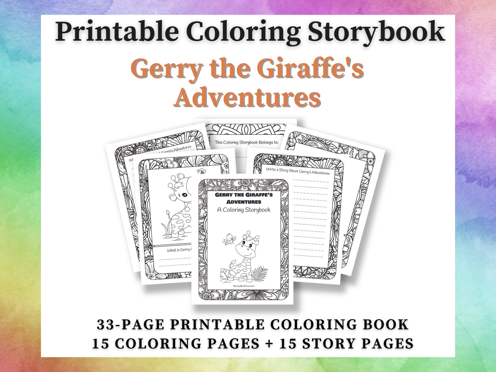 Printable Coloring Storybook: Gerry the Giraffe's - Etsy Canada