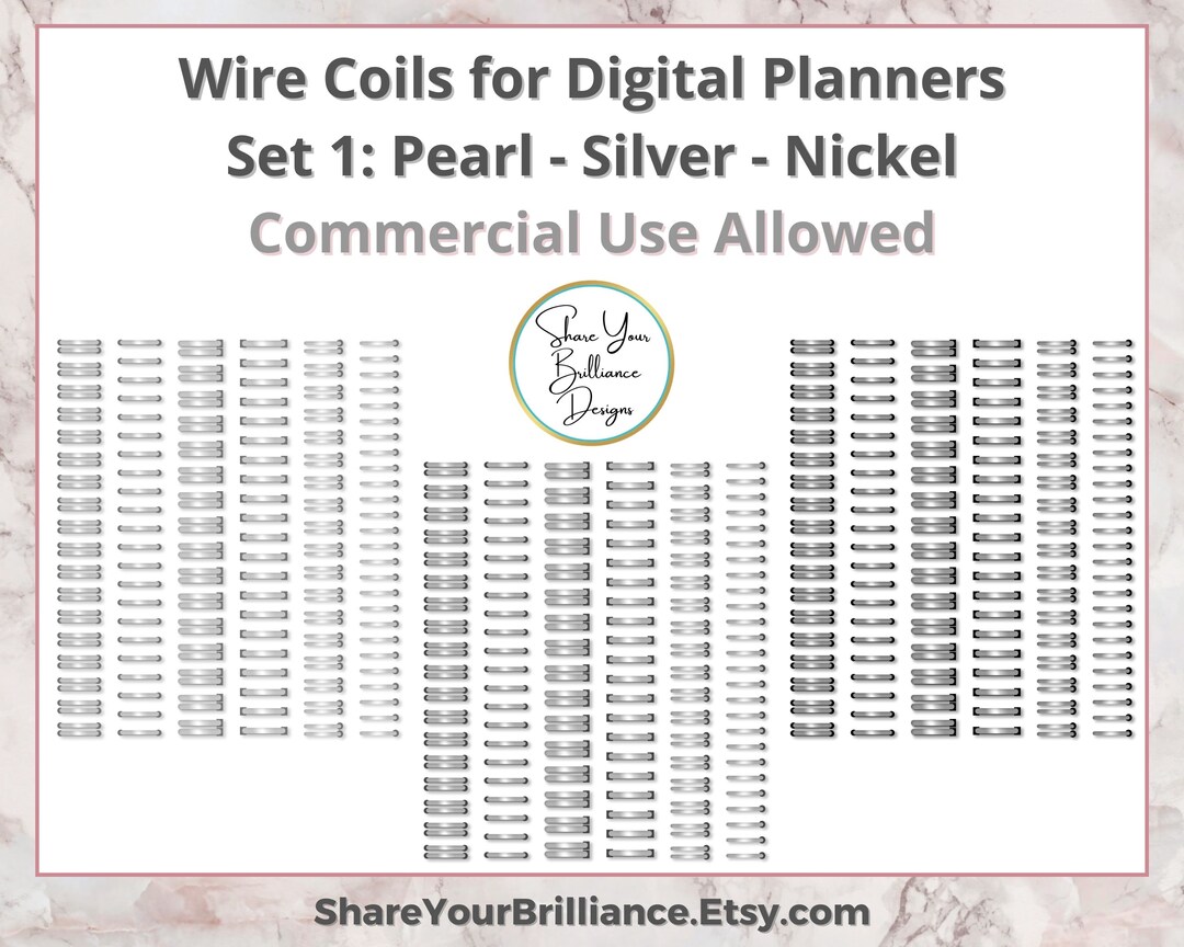 Set 1: Colorful Wire Coils - Binder Rings - for Digital Planners - 18 ...