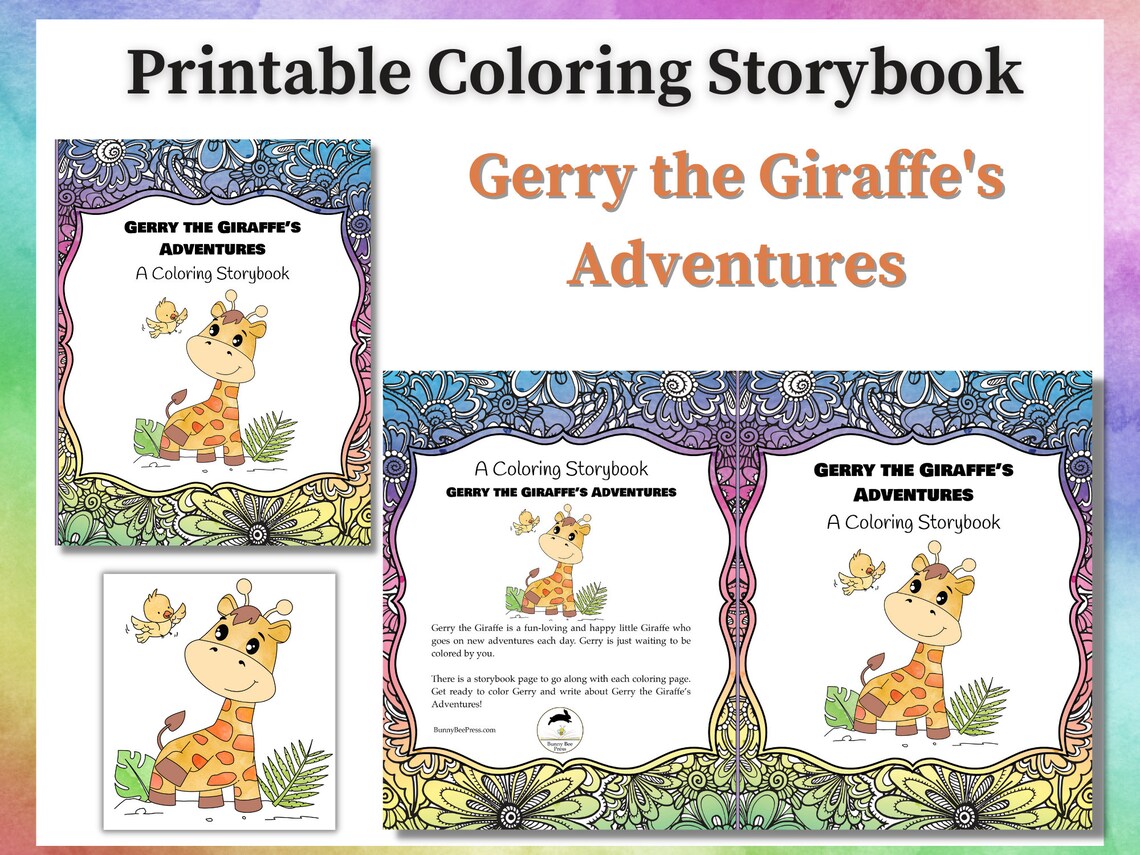 Printable Coloring Storybook: Gerry the Giraffe's - Etsy Canada