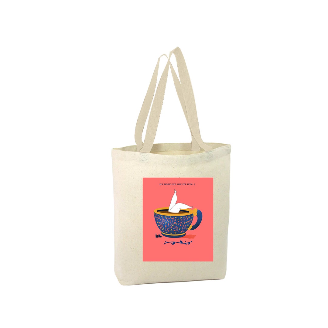 Coffee Mug Design Canvas Tote Bag With Gusset – Perfect Gift for Coffee ...