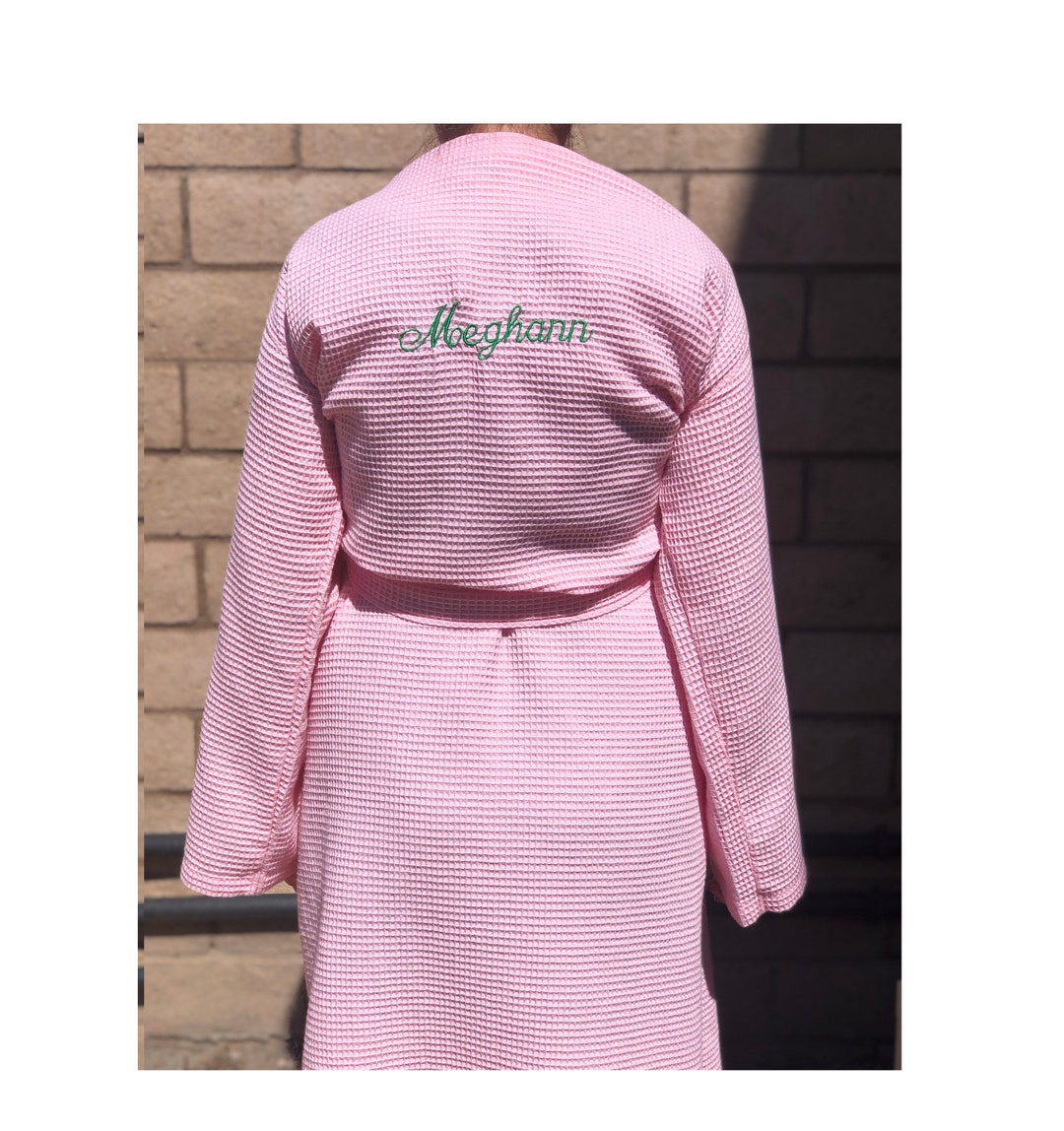 Customizable One Size Long Length Waffle Kimono Robes for Women Pink ...