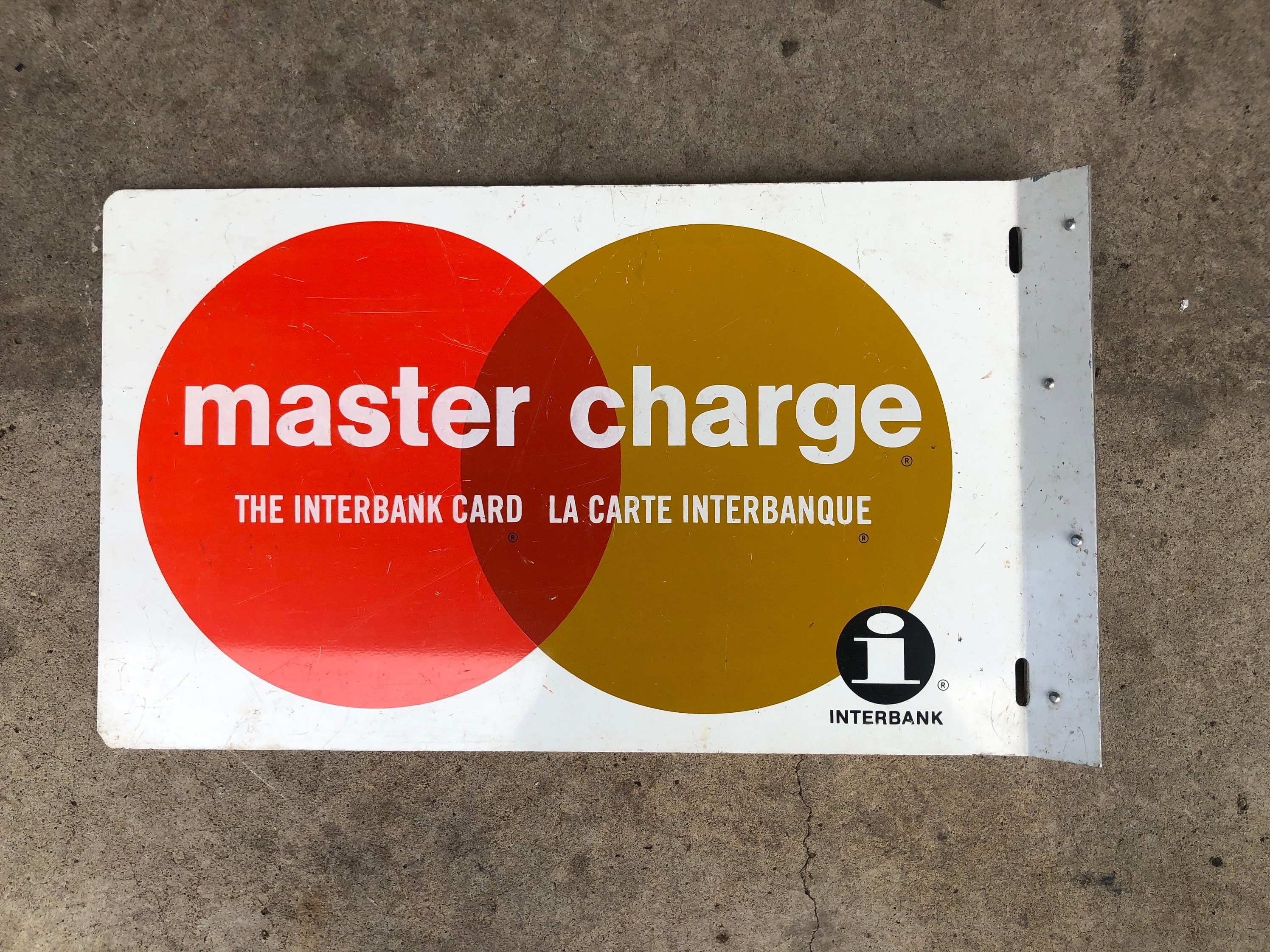 Vintage Master Charge Double Sided Porcelain Sign Measures 12 “ X 20 1/ ...