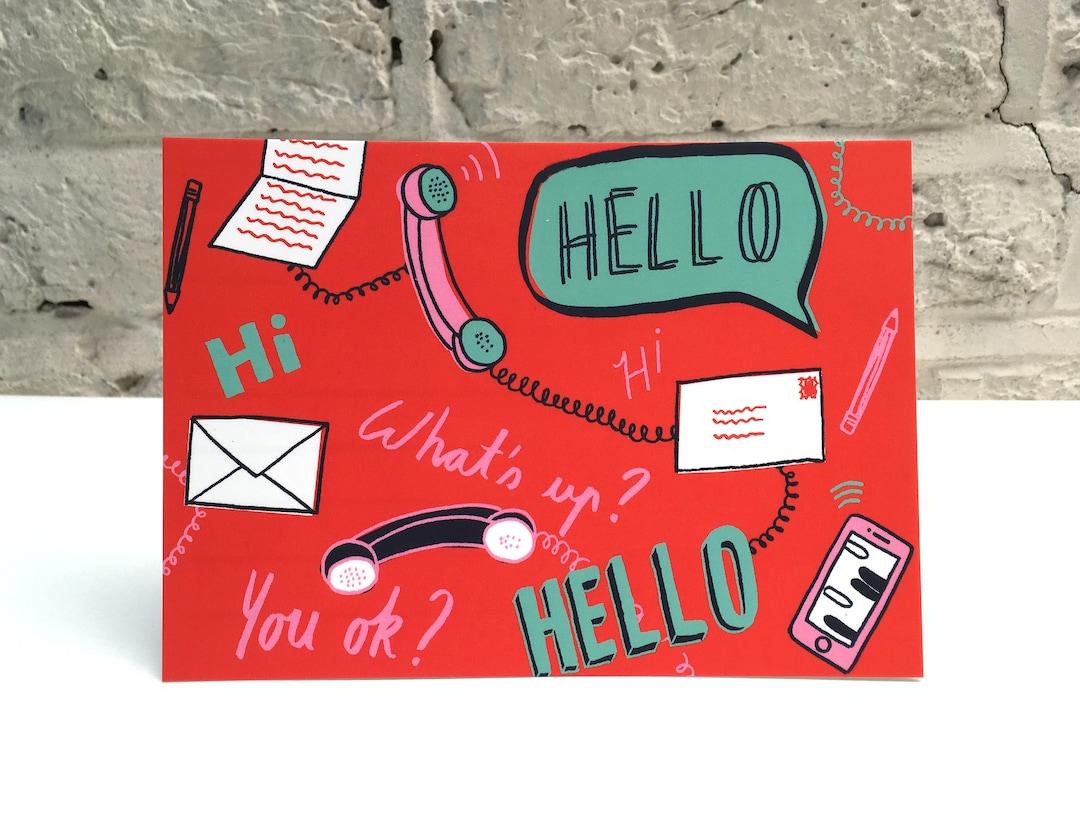 Hello Telephone Message Email Text Mini Print or Postcard - Etsy