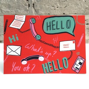 Hello Telephone Message Email Text Mini Print or Postcard - Etsy