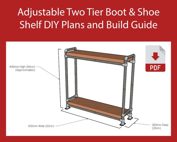 Adjustable Scaffold Two Tier Boot & Shoe Shelf DIY Plans and - Etsy