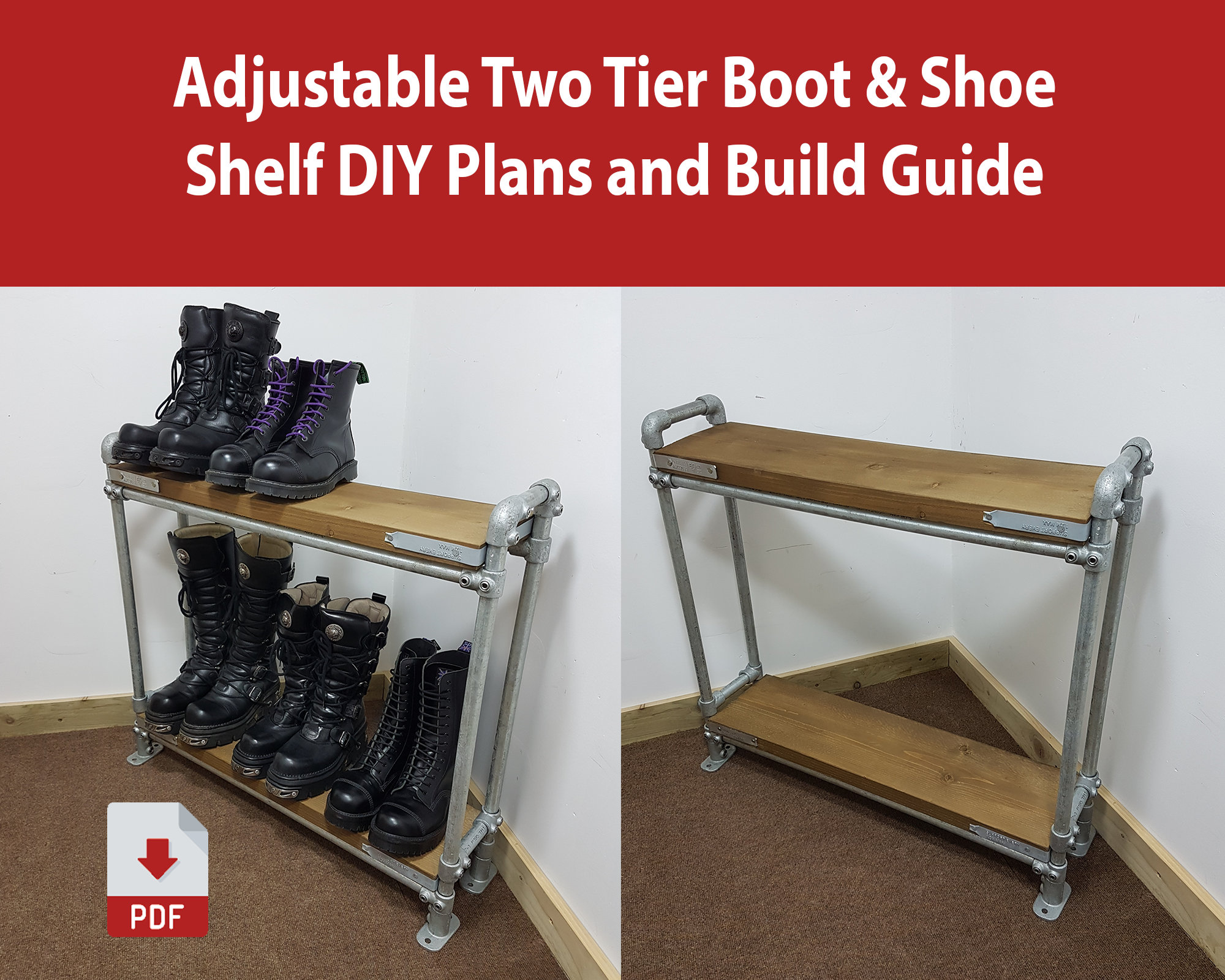 Adjustable Scaffold Two Tier Boot & Shoe Shelf DIY Plans and Build ...