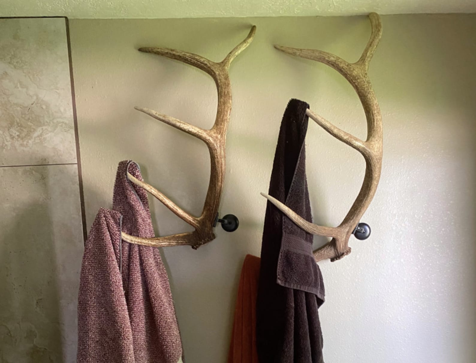 Real Elk Antler Towel Coat Hat Rack Bathroom Rustic Furniture Antler ...
