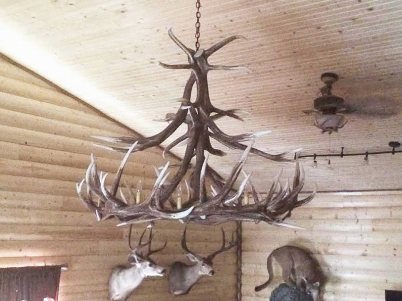 Challis Faux Elk Antler Chandelier Rustic Lighting Pendant Ceiling ...