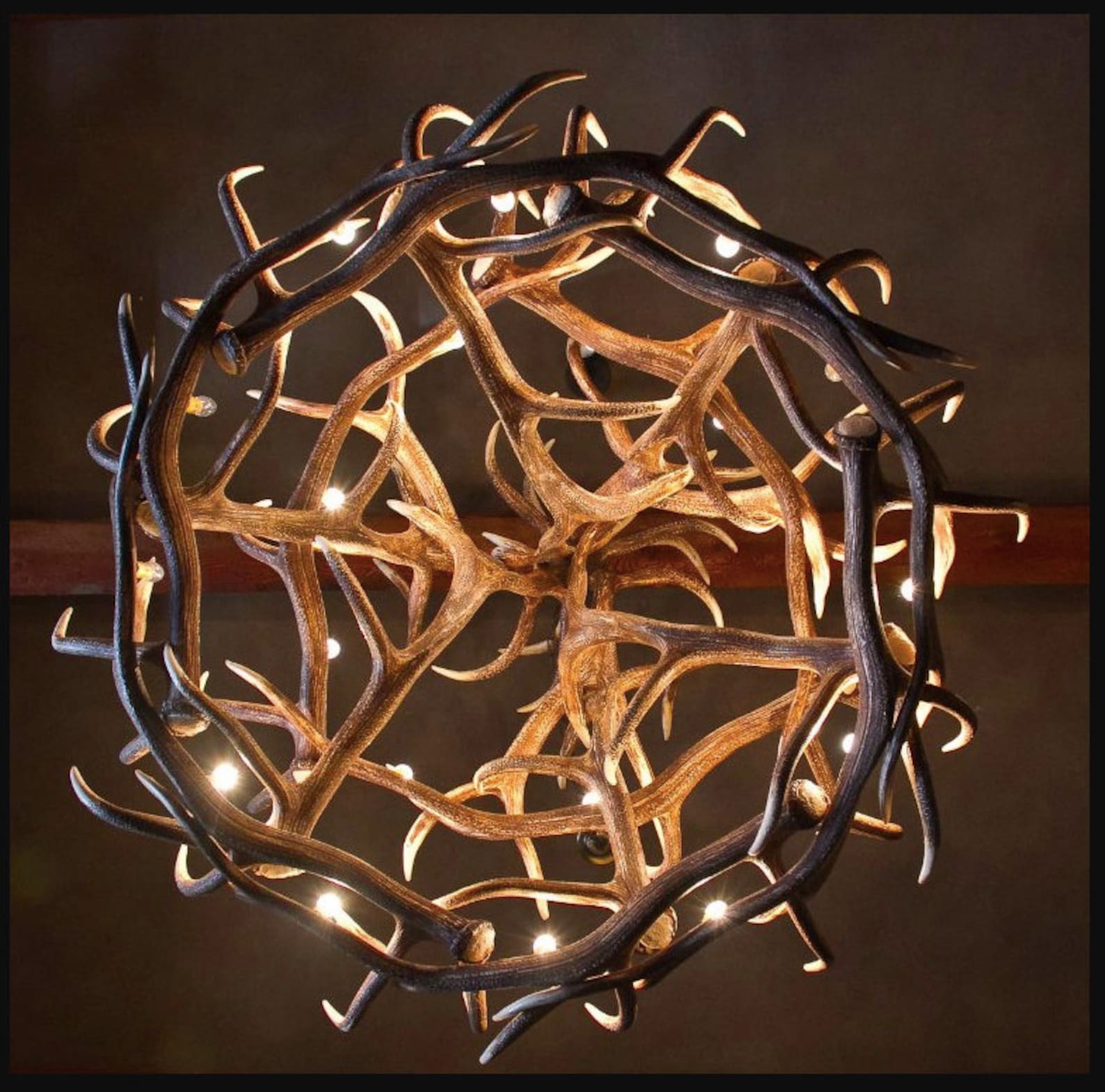 King of the Mountain Faux Elk Antler Chandelier Light Pendant Rustic 72"w by 72"t Individually ...