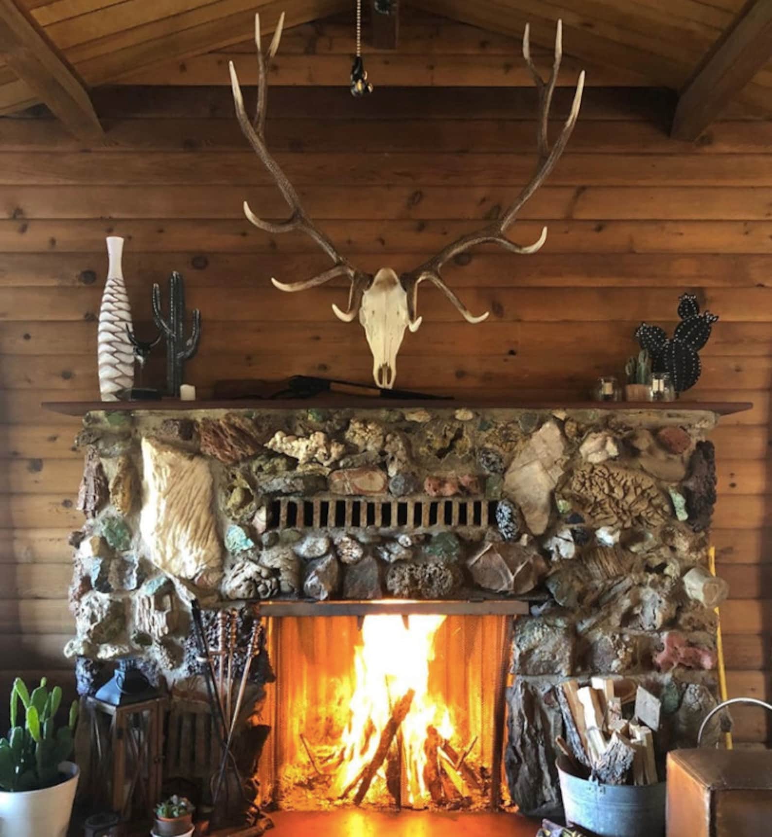 European Mount Skull Mount Faux Elk Antler Rustic Cabin Decor ...