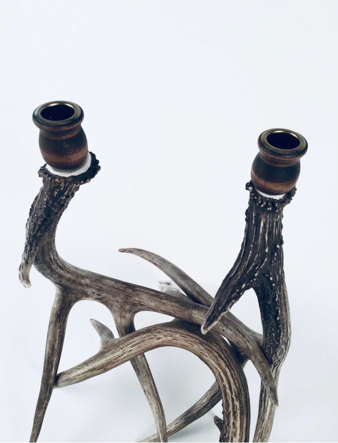 Double Candle Holder Whitetail Real Deer Antler Double Candle Holder ...