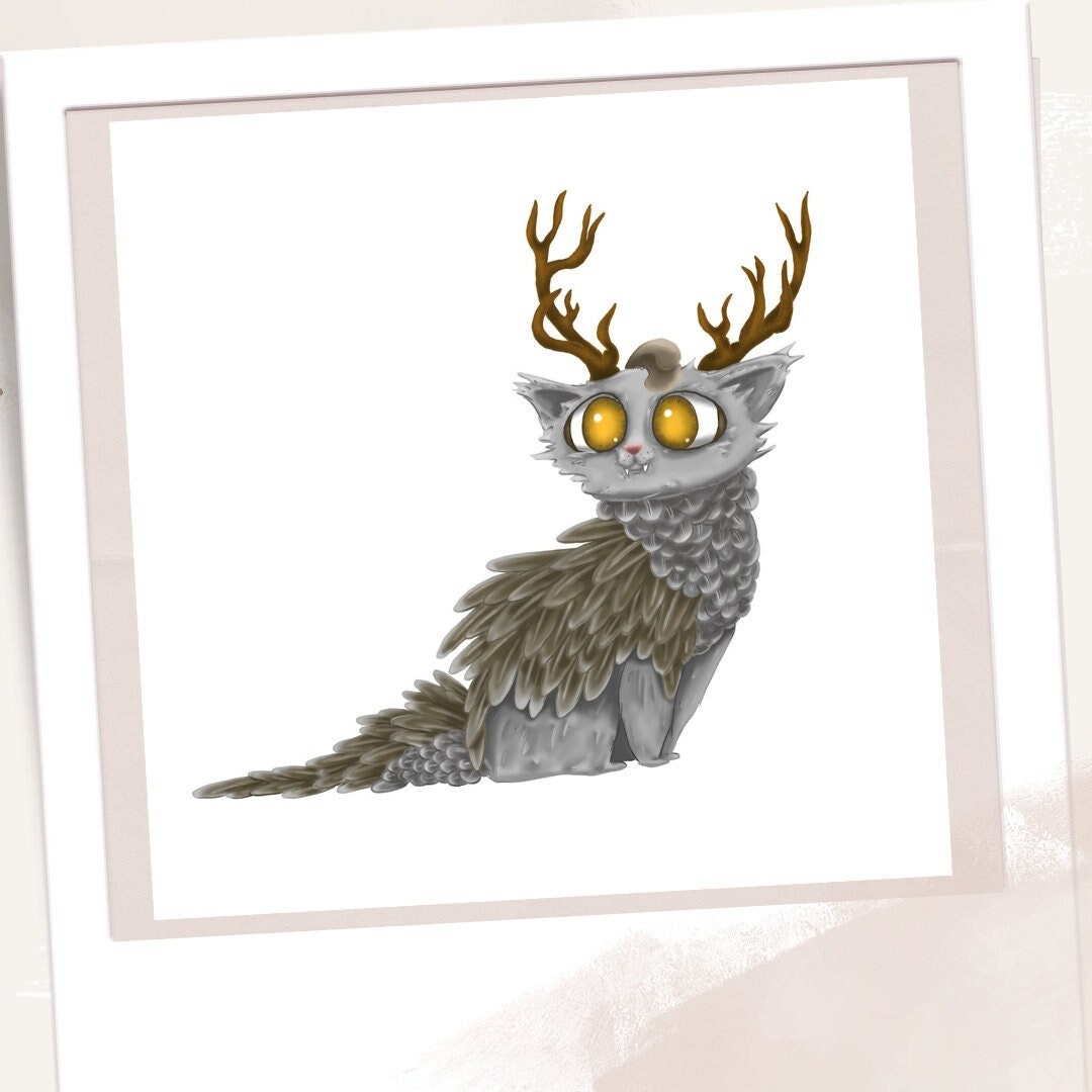 Cute Forest Cat Digital Art Print - Etsy