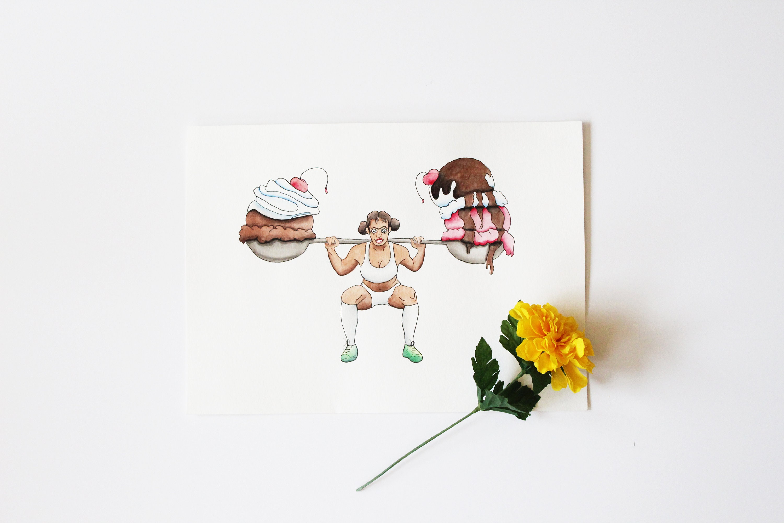 Ice Cream Workout a Funny Watercolor Painting and Art Print - Etsy