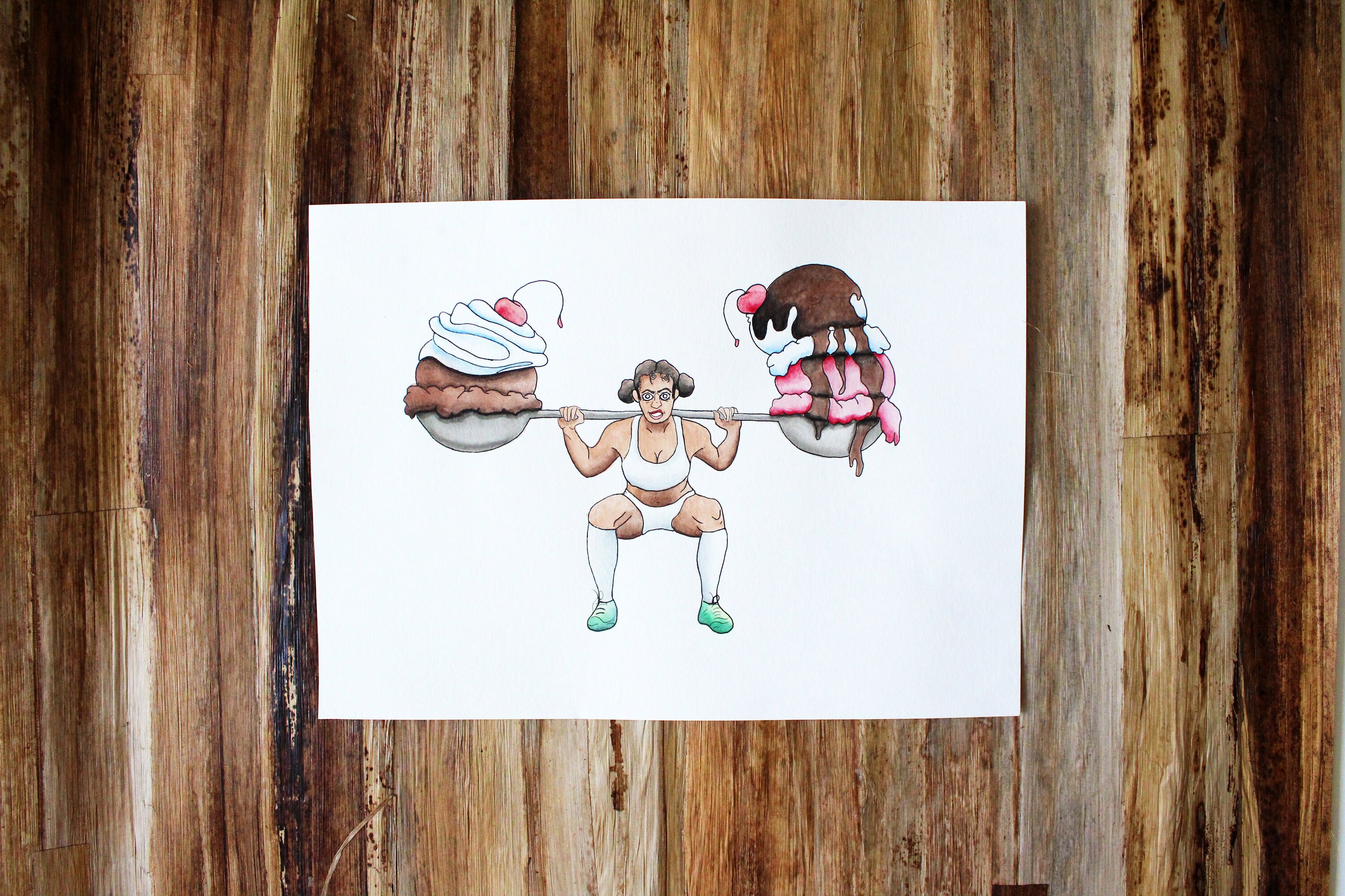 Ice Cream Workout a Funny Watercolor Painting and Art Print - Etsy