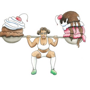 Ice Cream Workout a Funny Watercolor Painting and Art Print - Etsy