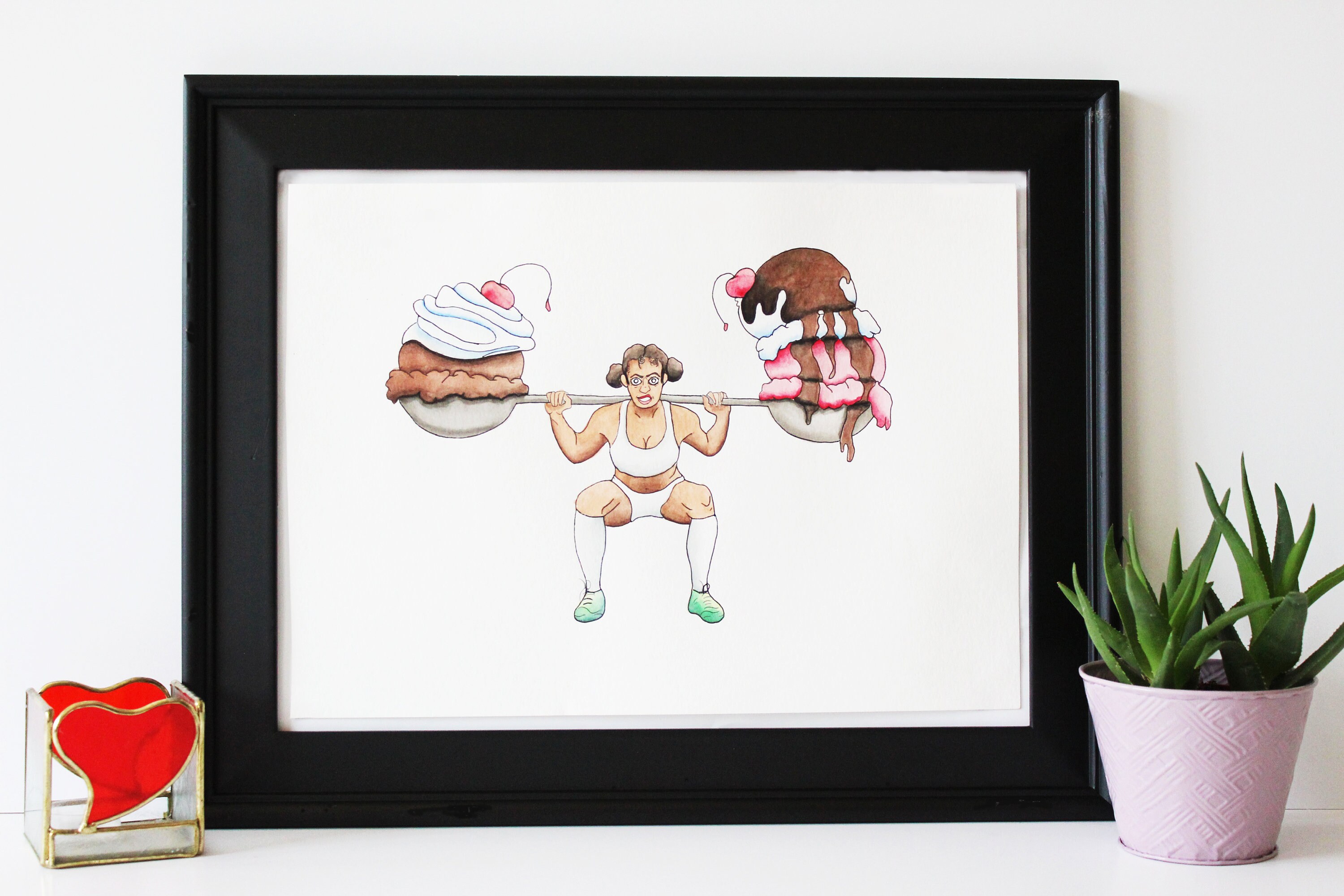 Ice Cream Workout a Funny Watercolor Painting and Art Print - Etsy