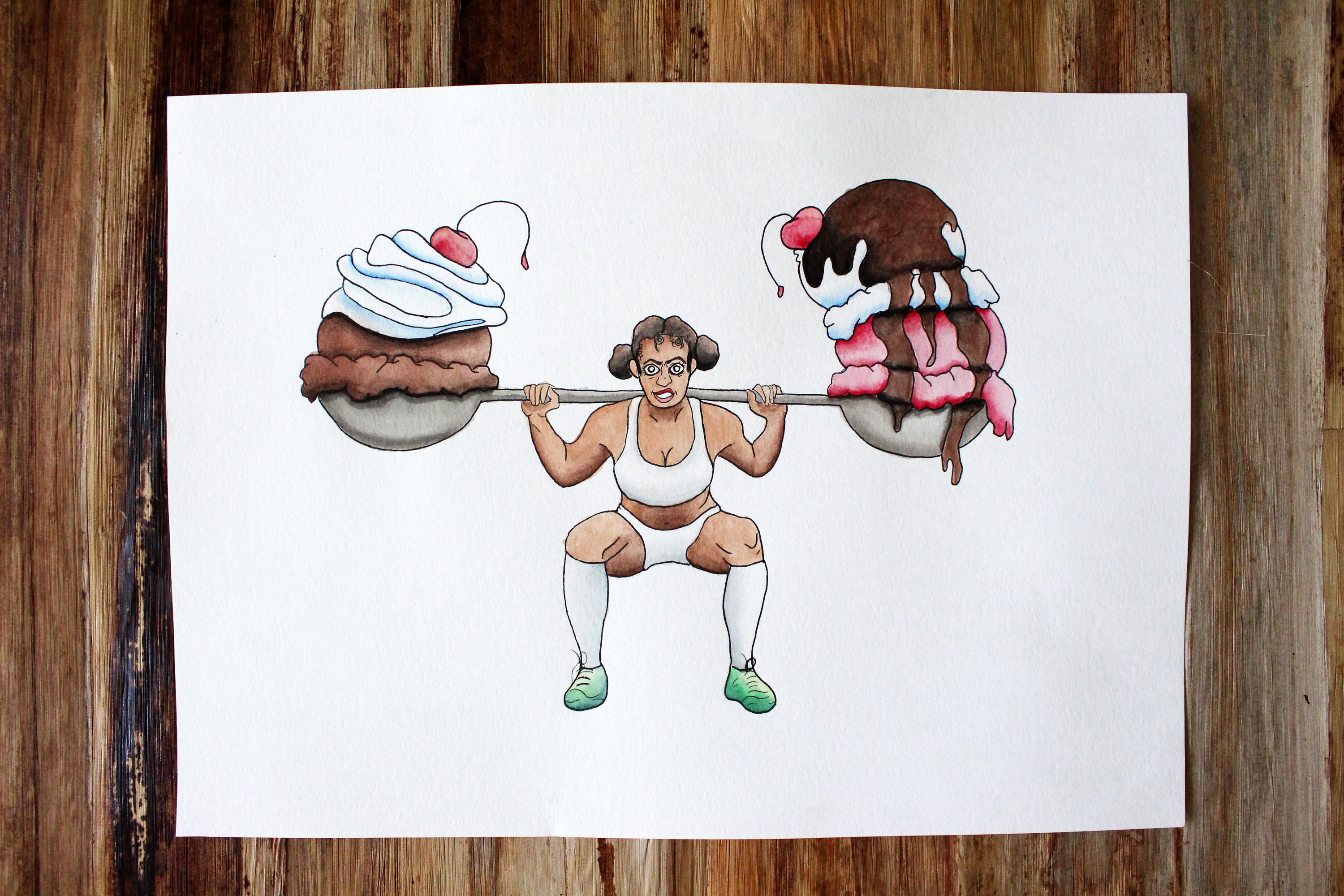 Ice Cream Workout a Funny Watercolor Painting and Art Print - Etsy