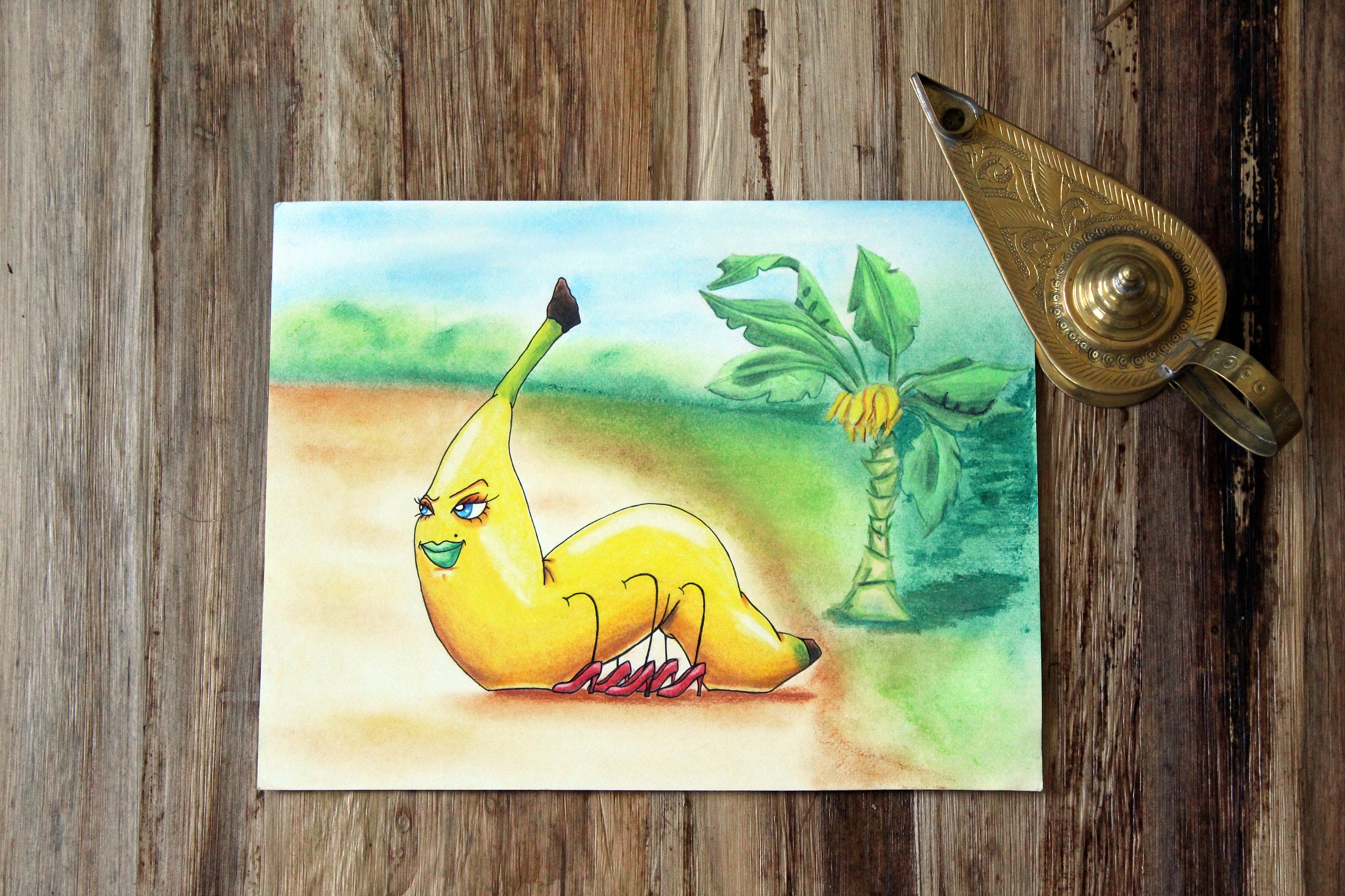 Creepy Cute Yellow Banana Monster a Funny Illustration and Art Print - Etsy