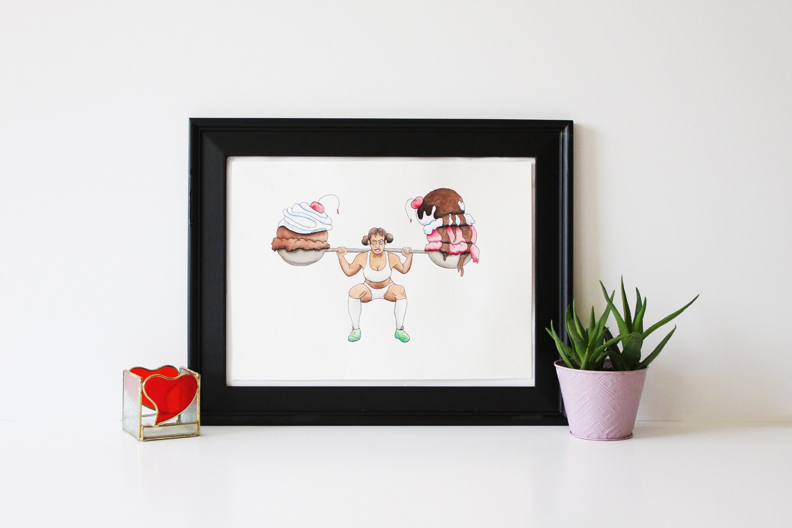 Ice Cream Workout a Funny Watercolor Painting and Art Print - Etsy