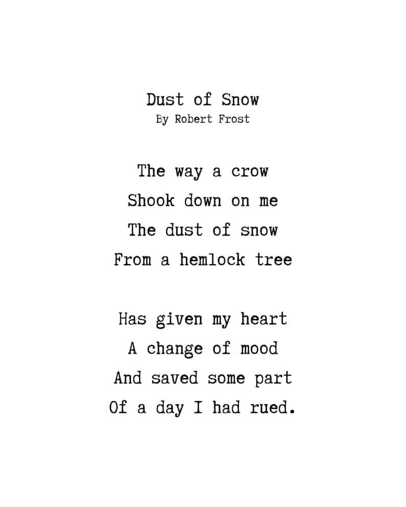 Robert Frost Print: Dust of Snow Poem | Digital Download | 8x10 - Etsy