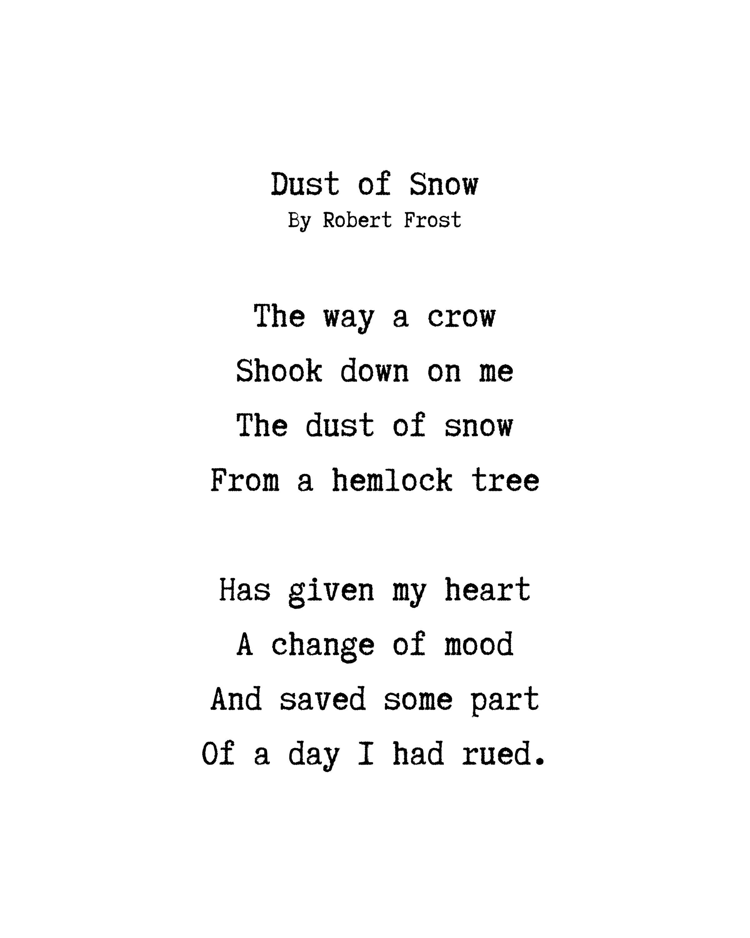 Robert Frost Print: Dust of Snow Poem | Digital Download | 8x10 - Etsy