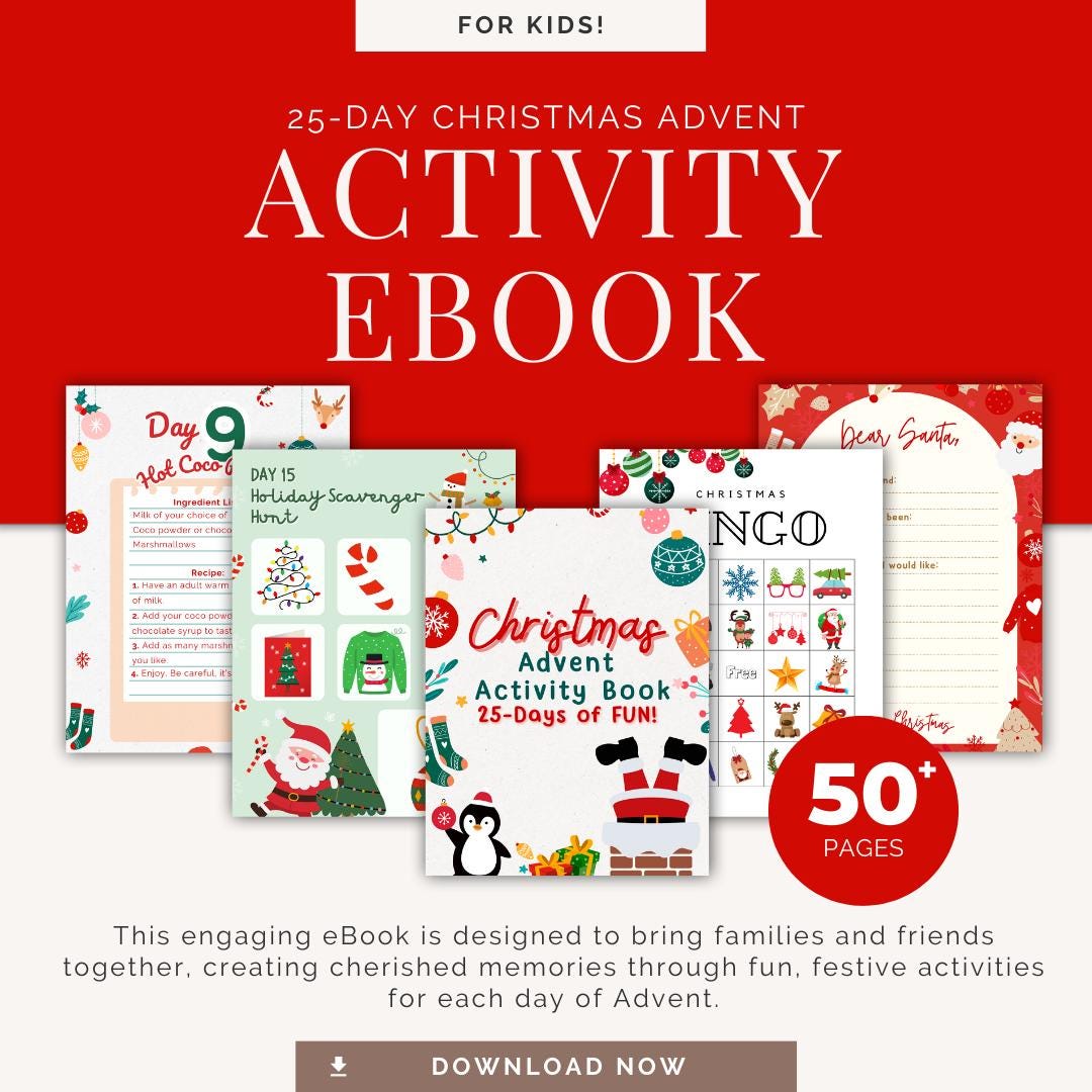 25-day Christmas Advent Activity Book, Christmas Family Fun, Holiday ...