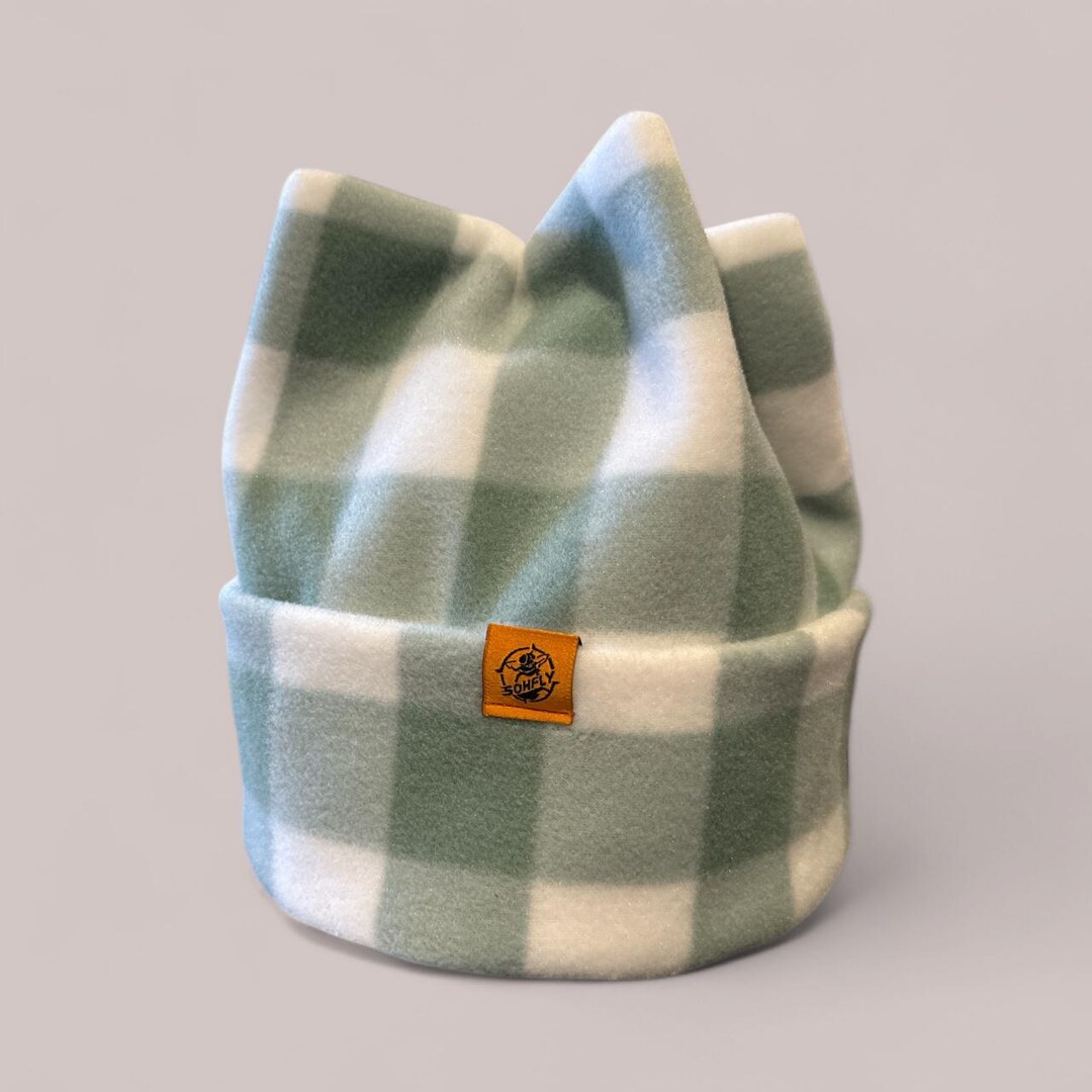Retro Four Point Fleece Beanie | Checkered Fleece Cap | Cozy Warm ...