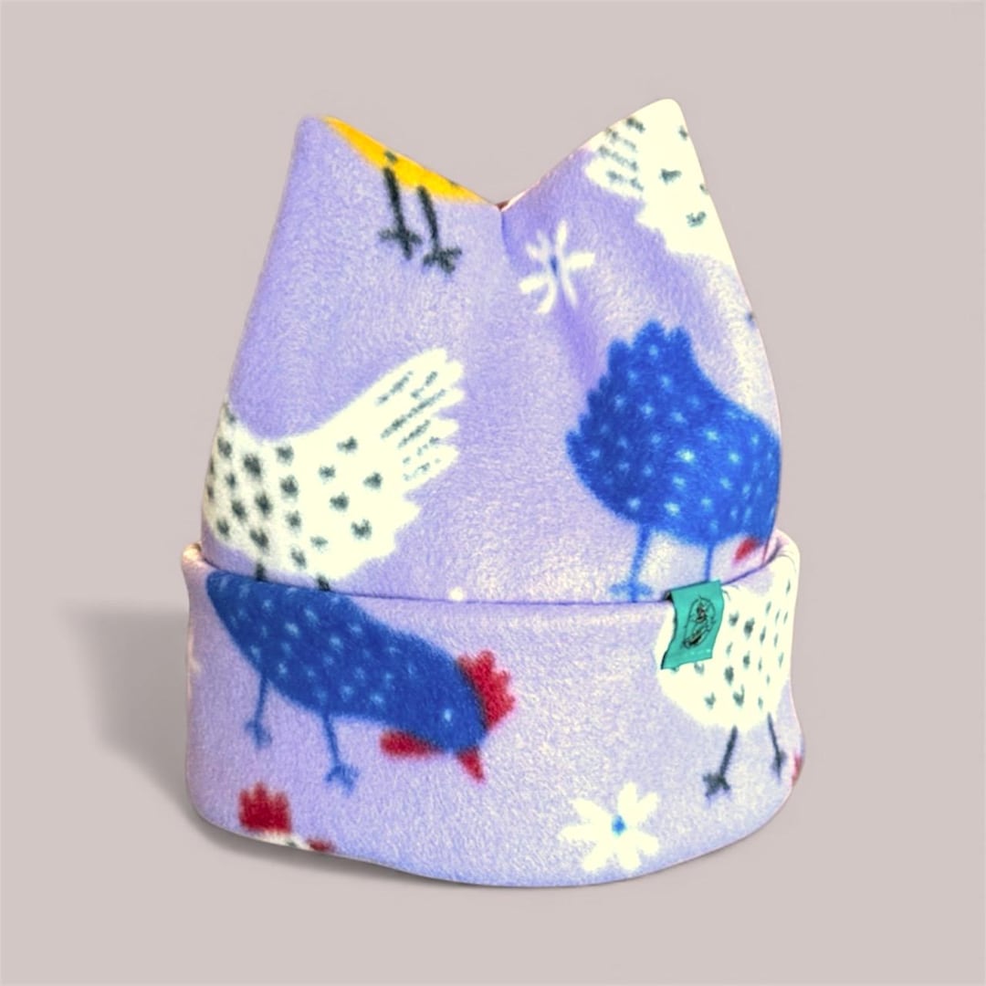 Retro 4 Point Beanie, Cozy Fleece Hat With Rooster Print - Etsy