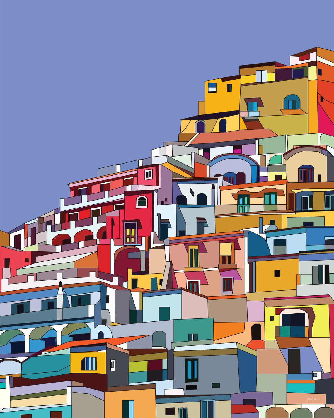 Wall Art Print Positano, Colorful Wall Art for Bedroom, Architecture ...