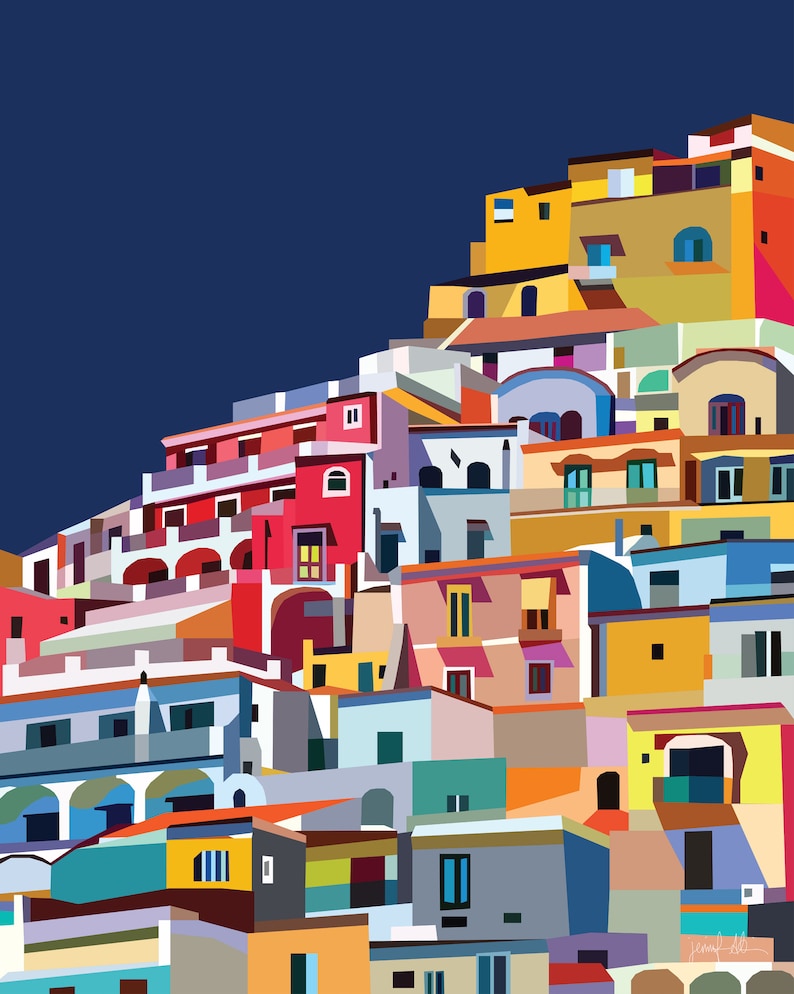 Printable Art Amalfi Coast Print Positano Print Colorful - Etsy Australia