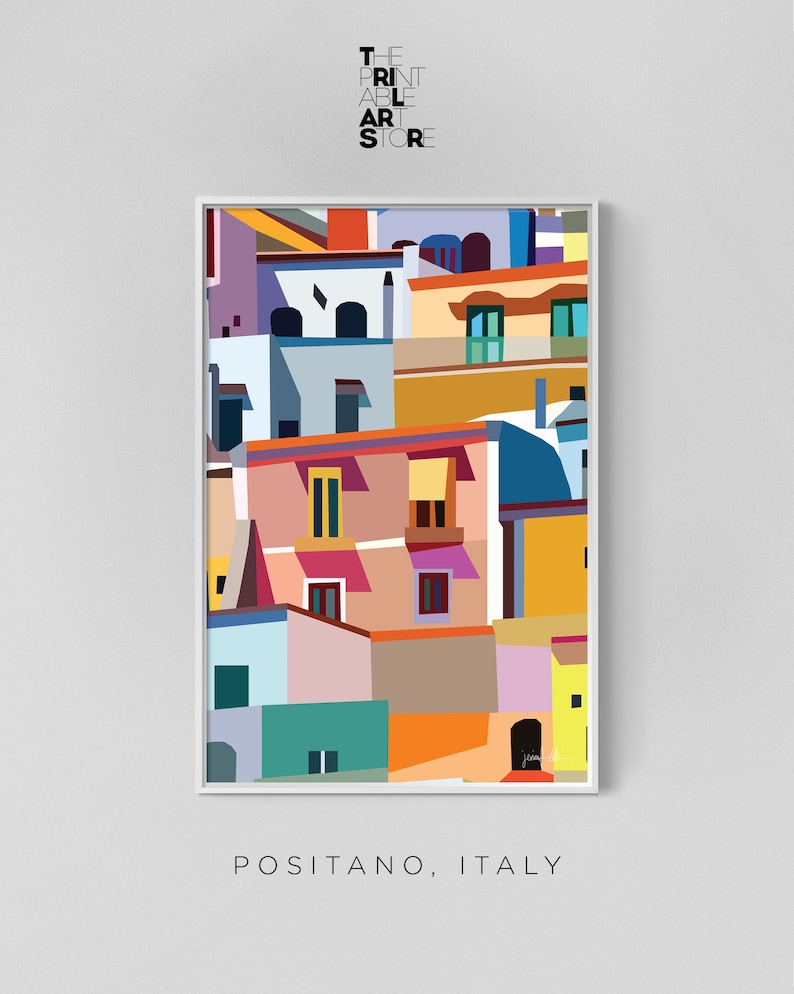 Printable Wall Art, Positano Travel Poster, Architecture Art, Bathroom ...