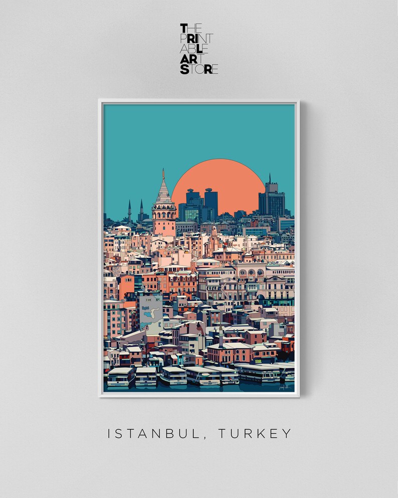 Printable Wall Art With Blue Istanbul Poster Print House - Etsy