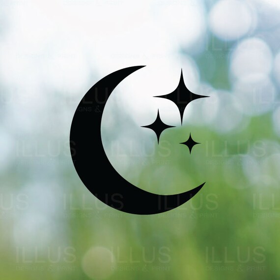 Moon and Stars Vinyl Decal // Moon Gift Moon Art Moon | Etsy