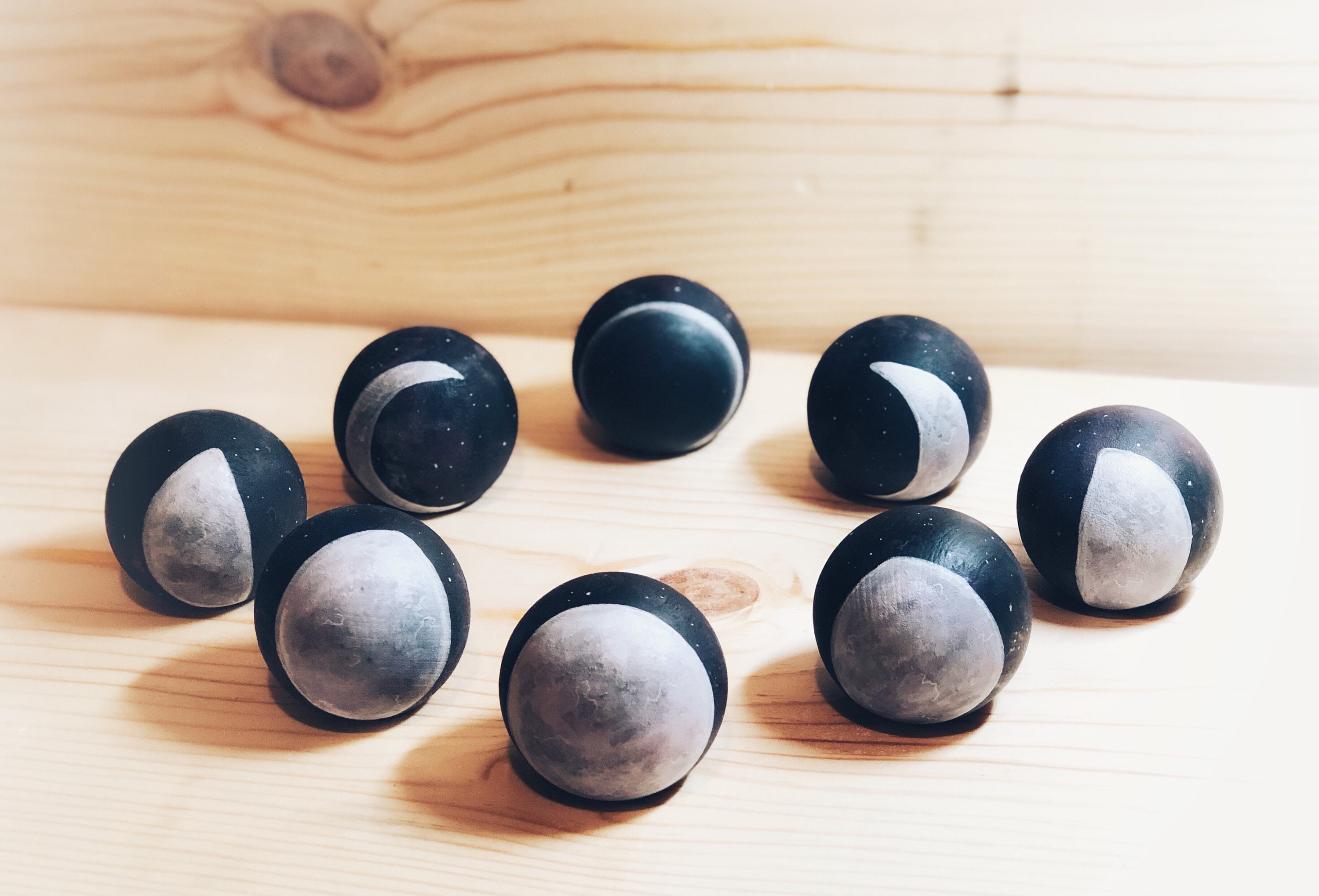 Wood Moon Phases Set Solar System Montessori Small Parts | Etsy