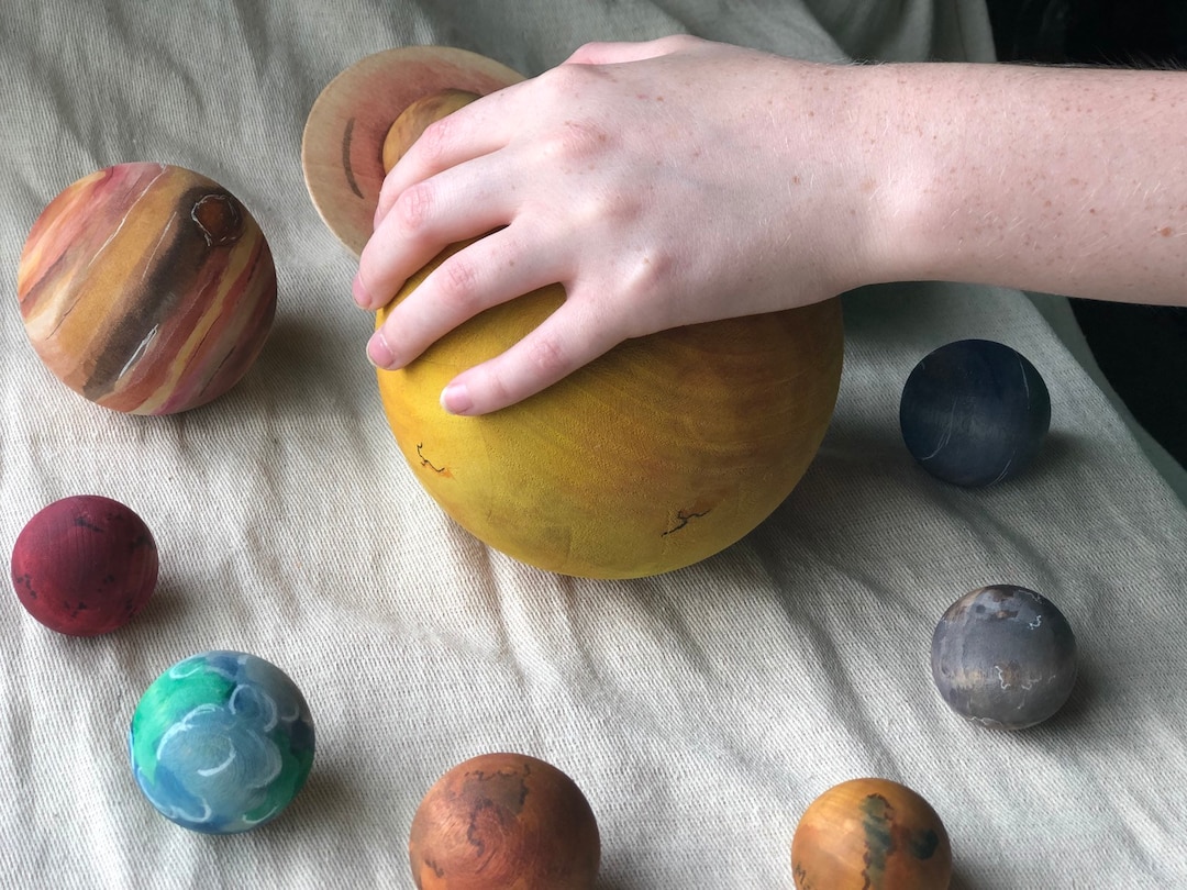 XXL Solar System Planet Set | Wood | Labeled | Montessori Planets Hand ...