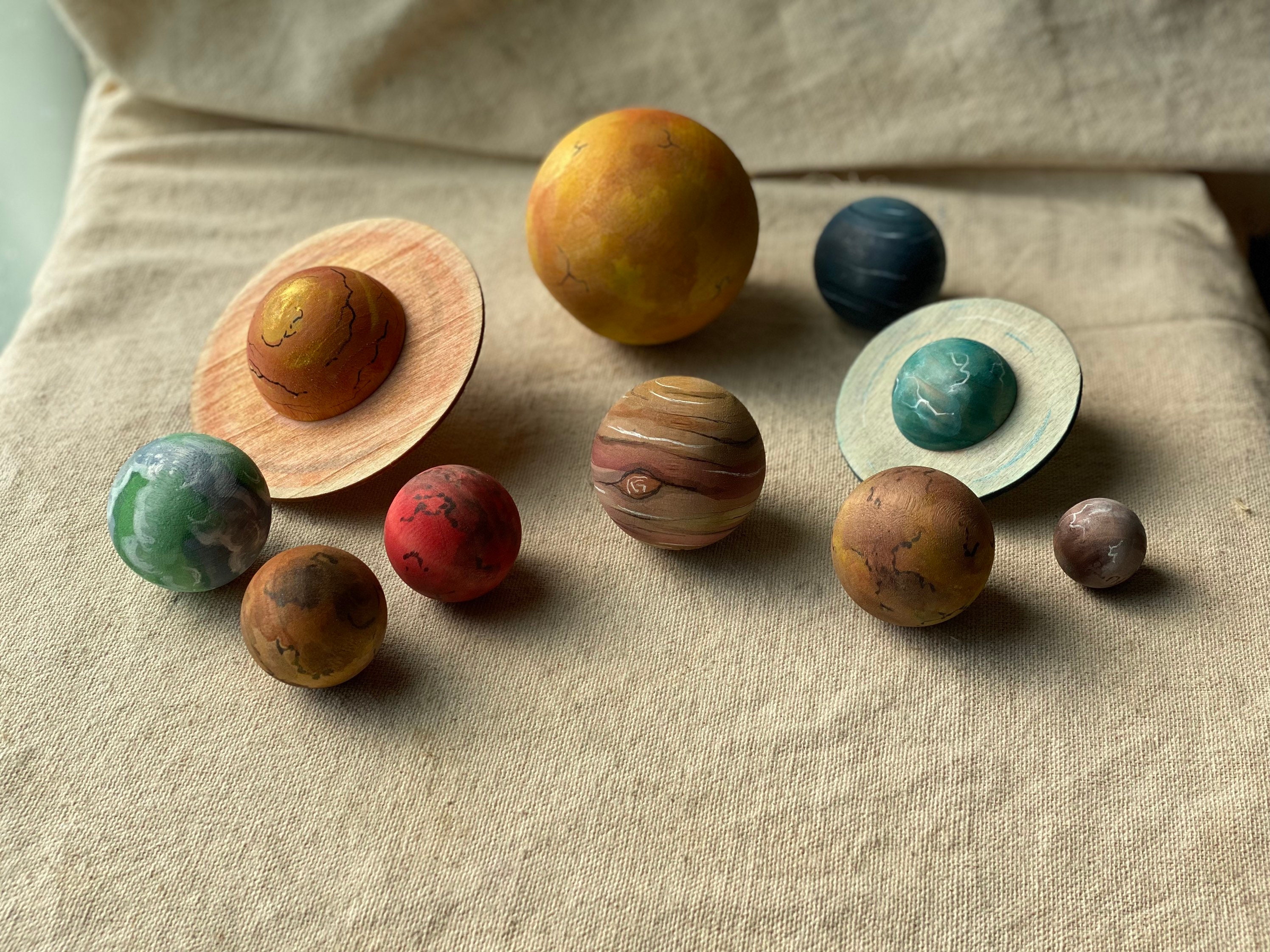 XL Wooden Solar System Set Labeled Wood Montessori | Etsy