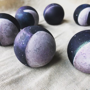 Wood Moon Phases Set Solar System Montessori Small Parts Waldorf Lunar ...