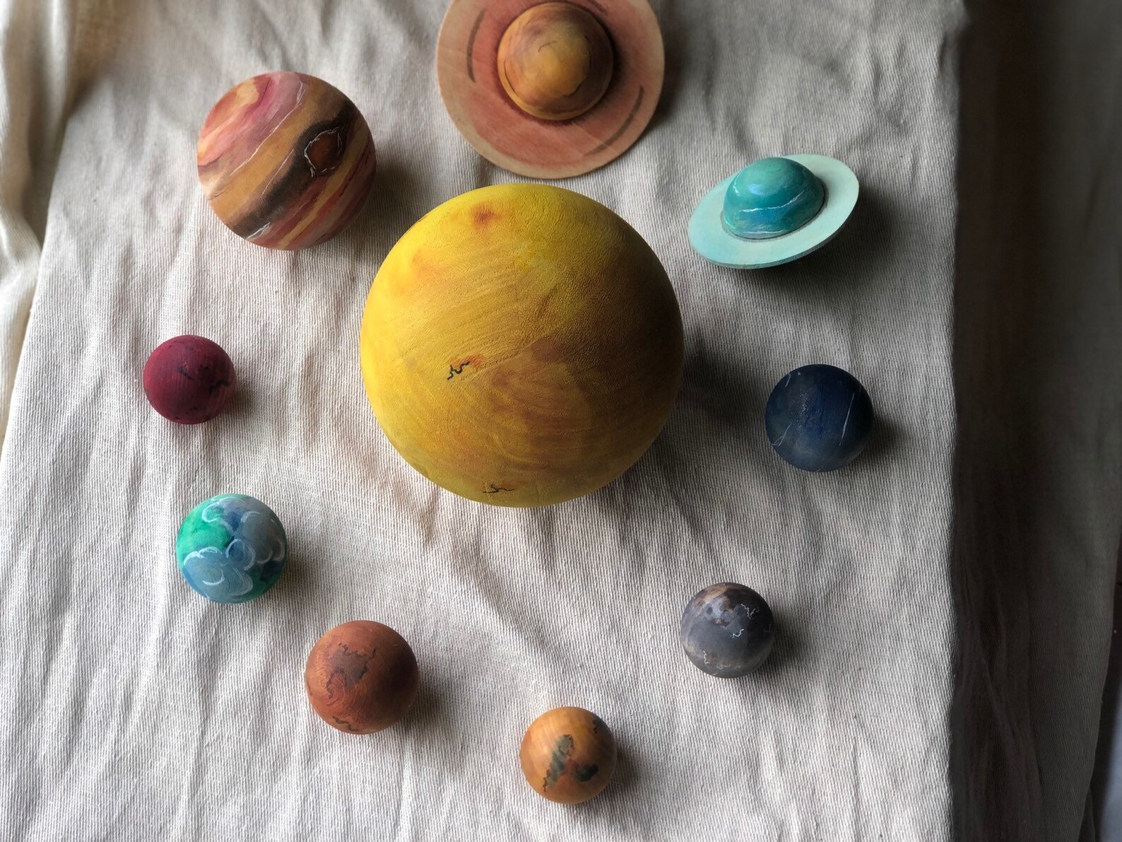 XXL Solar System Planet Set Wood Labeled Montessori - Etsy