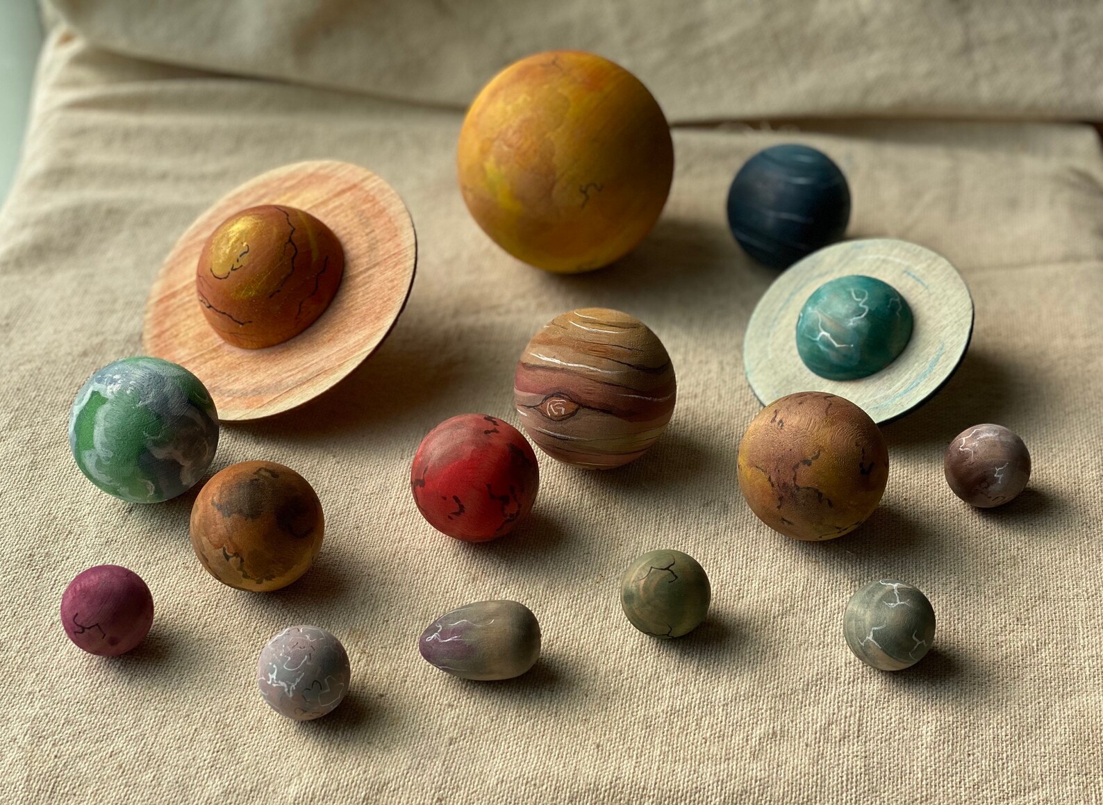 Dwarf Planet Collection, Wood, Handpainted- Pluto, Eris, Ceres ...