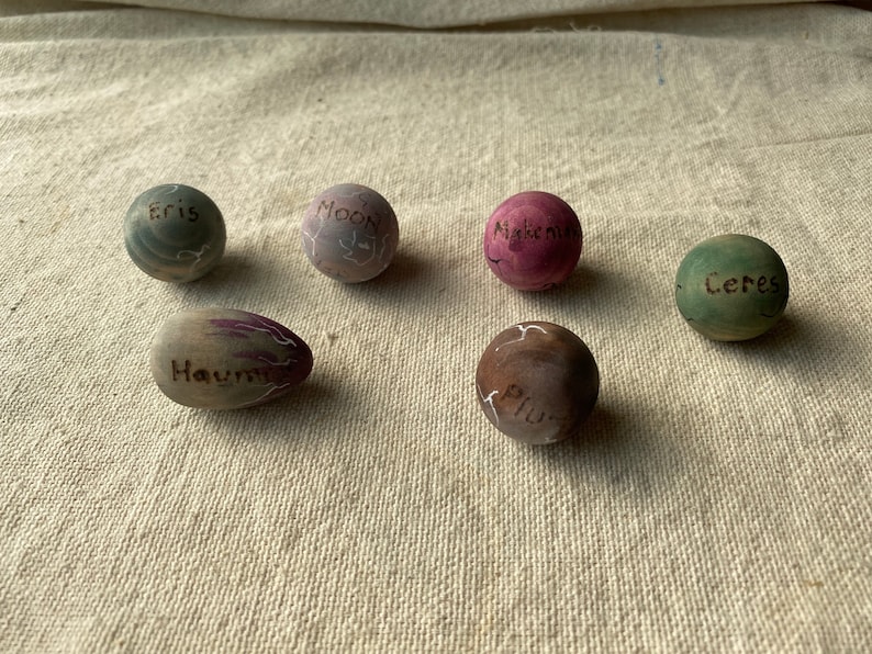 Dwarf Planet Collection, Wood, Handpainted- Pluto, Eris, Ceres ...