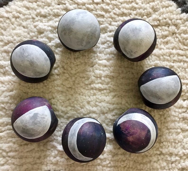 Wood Moon Phases Set Solar System Montessori Small Parts | Etsy