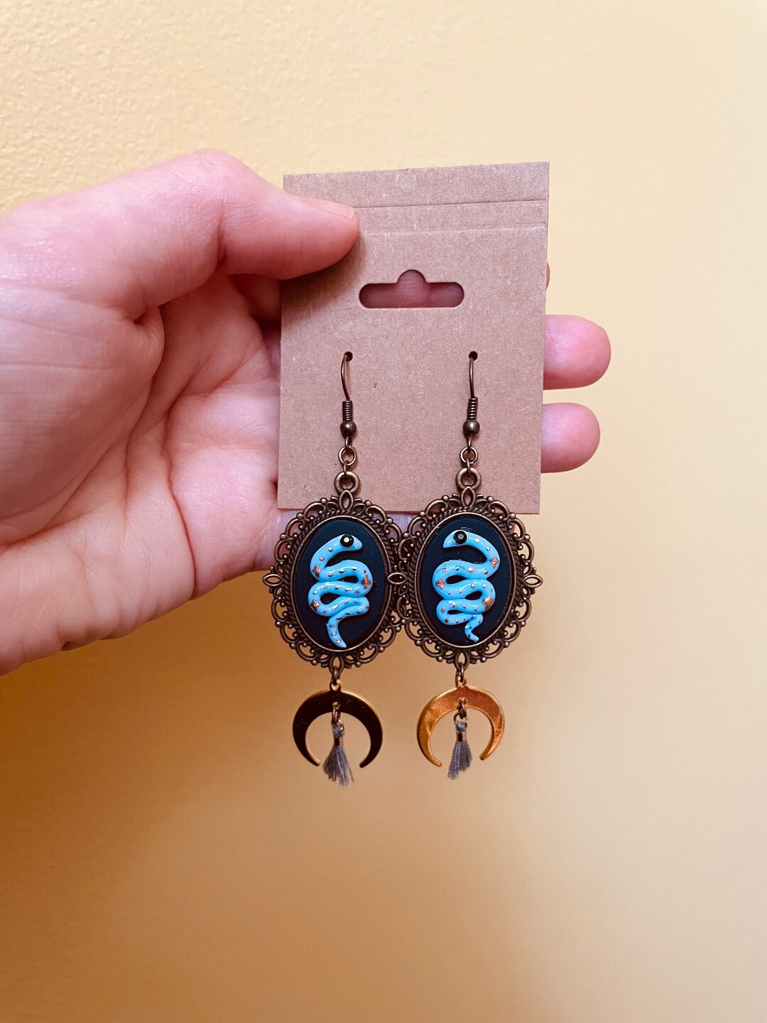 SNAKE MYSTIC / Periwinkle Snakes / Celestial / Crescent Moon / Vintage ...
